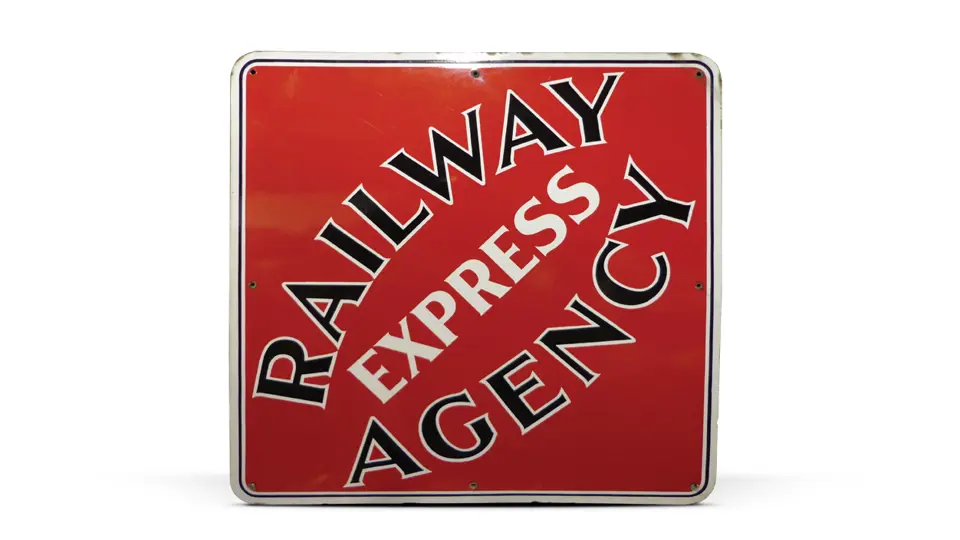 Railway Express Porcelain Sign | Auburn Memorabilia Auction | RM Sotheby's