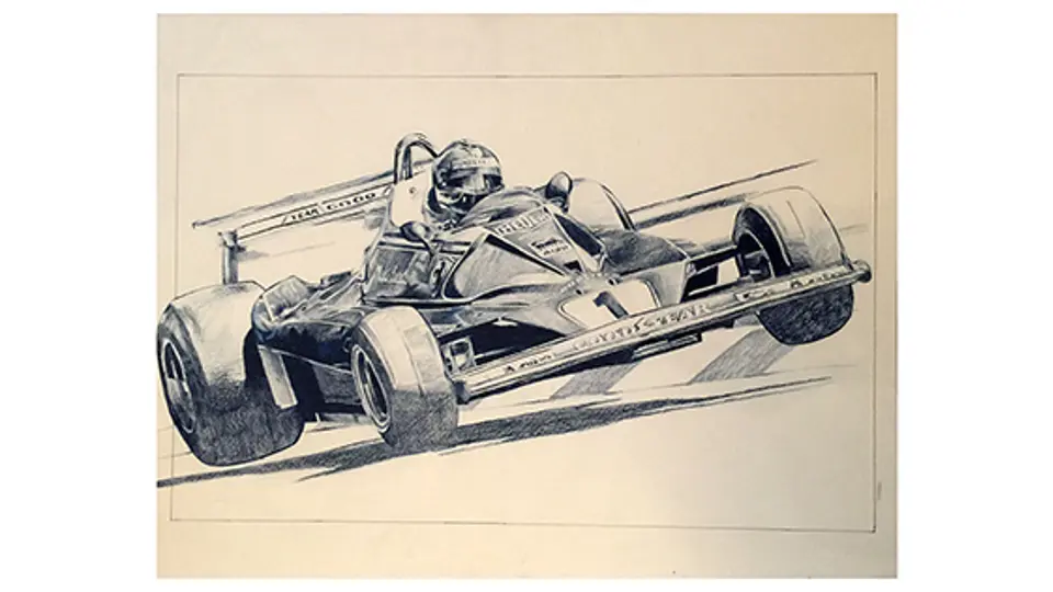"Nicki Lauda Takes Off", An original Drawing by NBA artist Michael ...