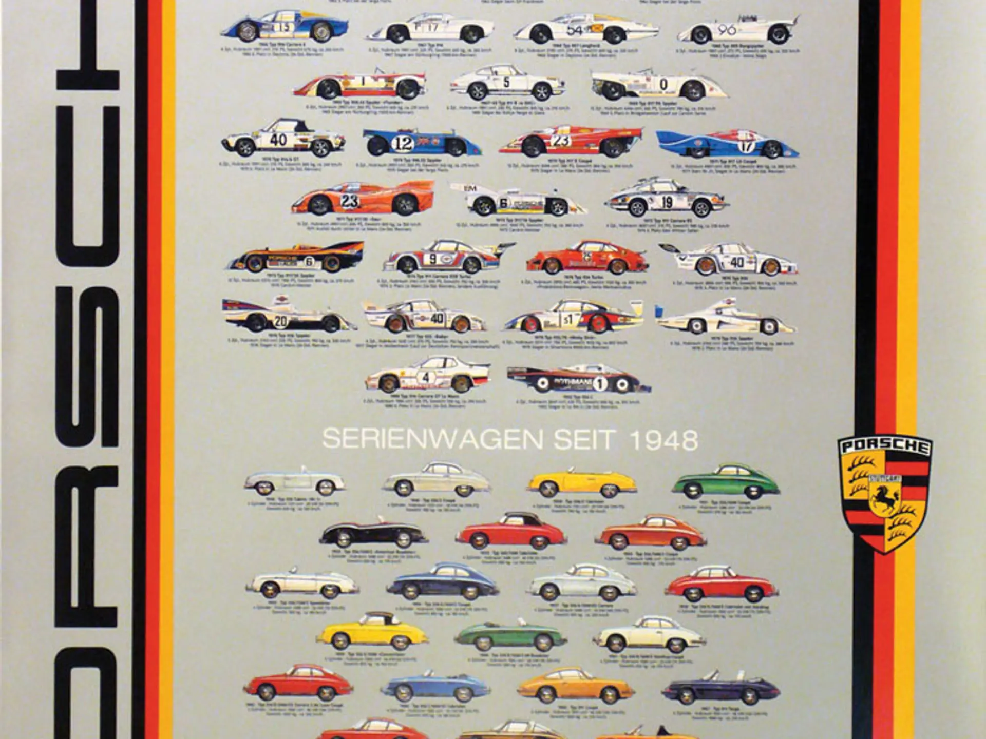 Porsche Rennwagen Seit 1953, Porsche Black on Black (24" x 18 ...