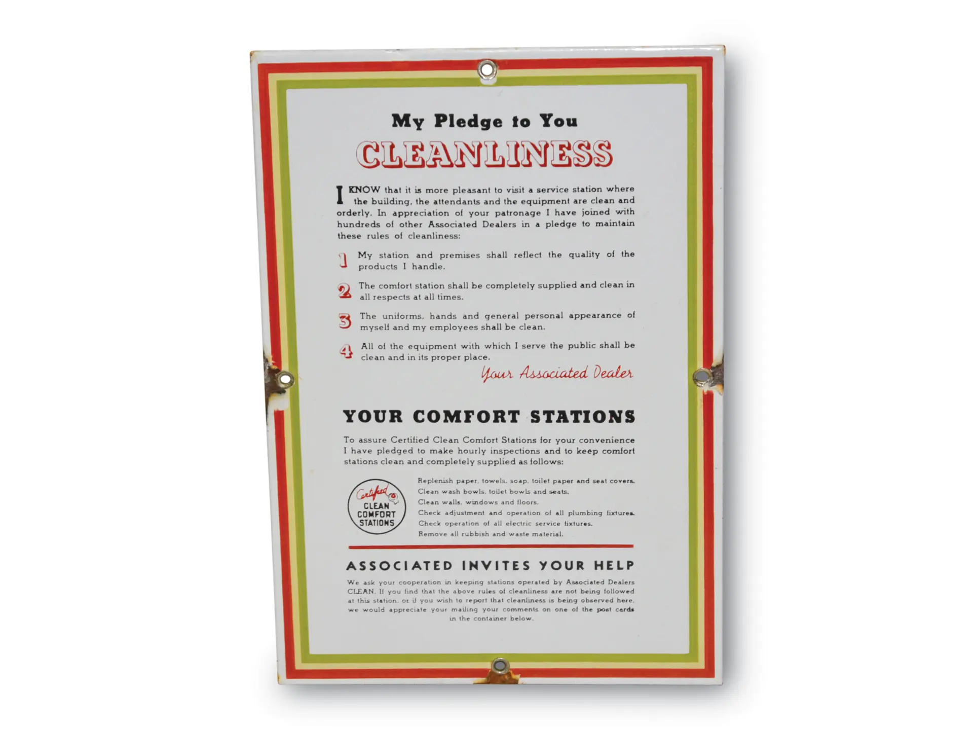 Associated Cleanliness Pledge Sign | Auburn Spring 2019 | RM Sotheby's