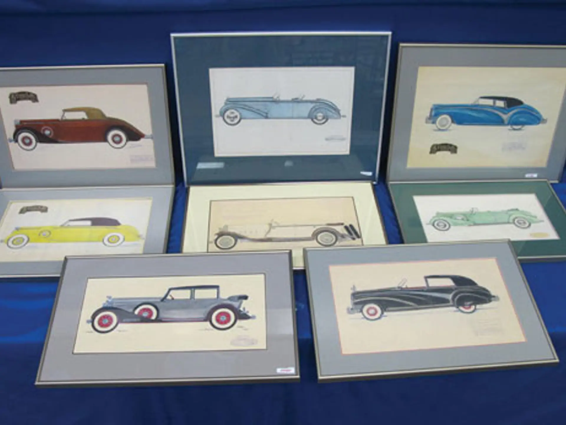 1930's/1940's Cadillac, Packard colored blue prints/8 pieces | Auburn ...