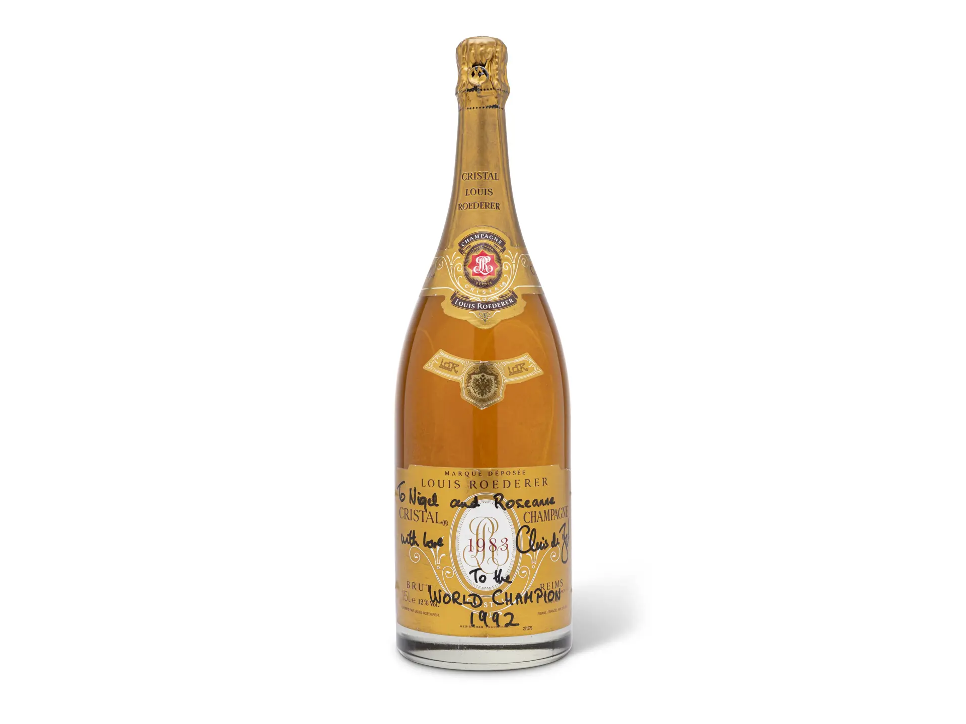 1983 Louis Roederer Unopened Champagne Bottle Dedicated to Nigel ...