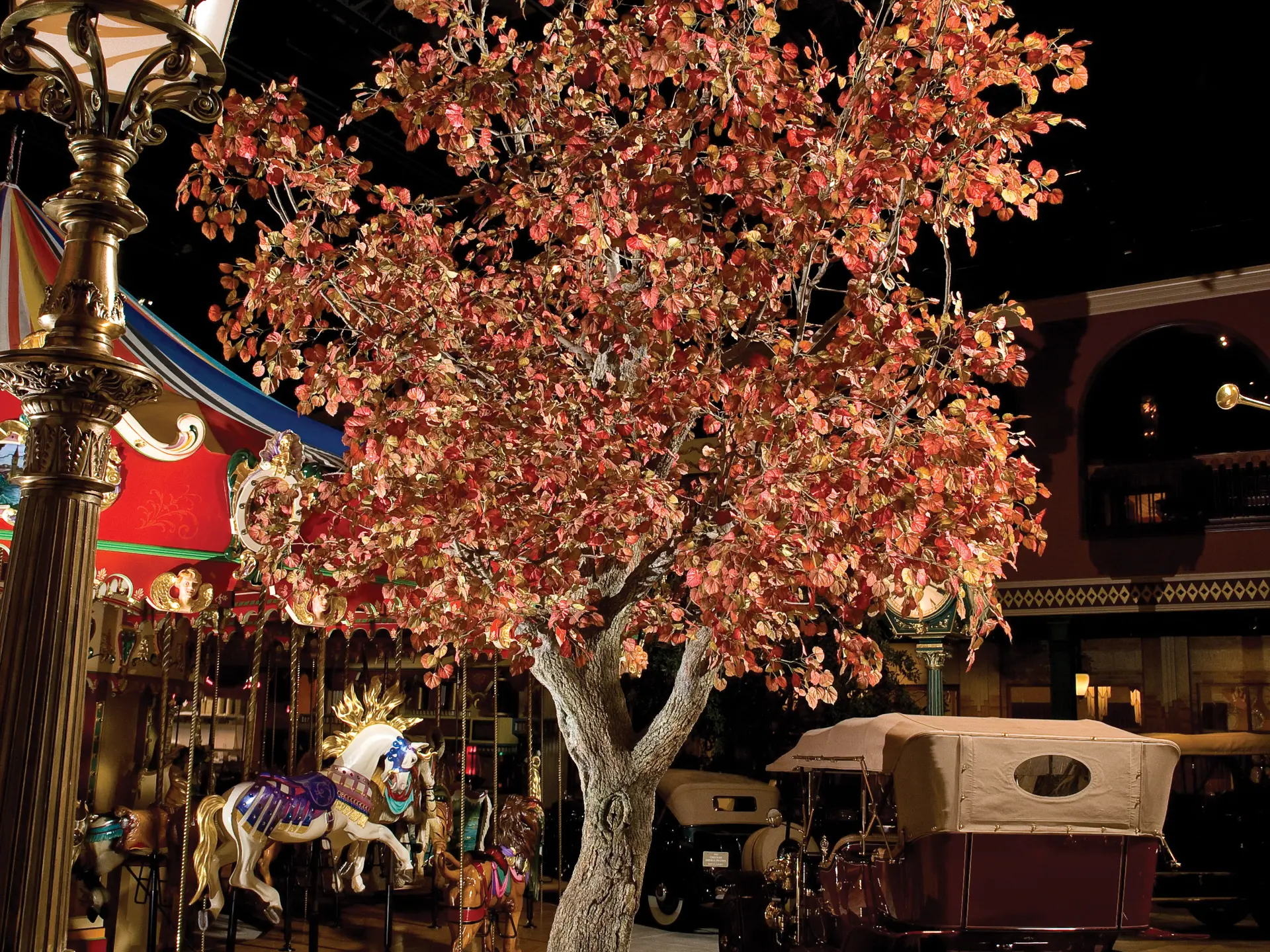 Impressive Custom Crafted Ornamental Faux Tree With Autumn Foliage ...
