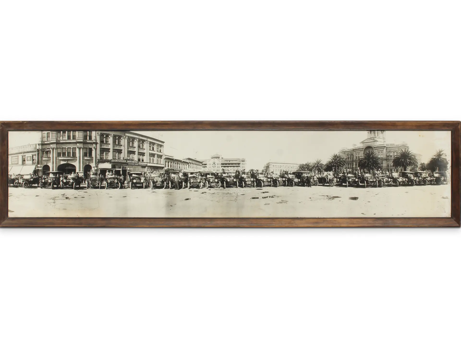 1914 Panoramic Framed Photo of a AAHMES Shriners Temple Car Meet ...