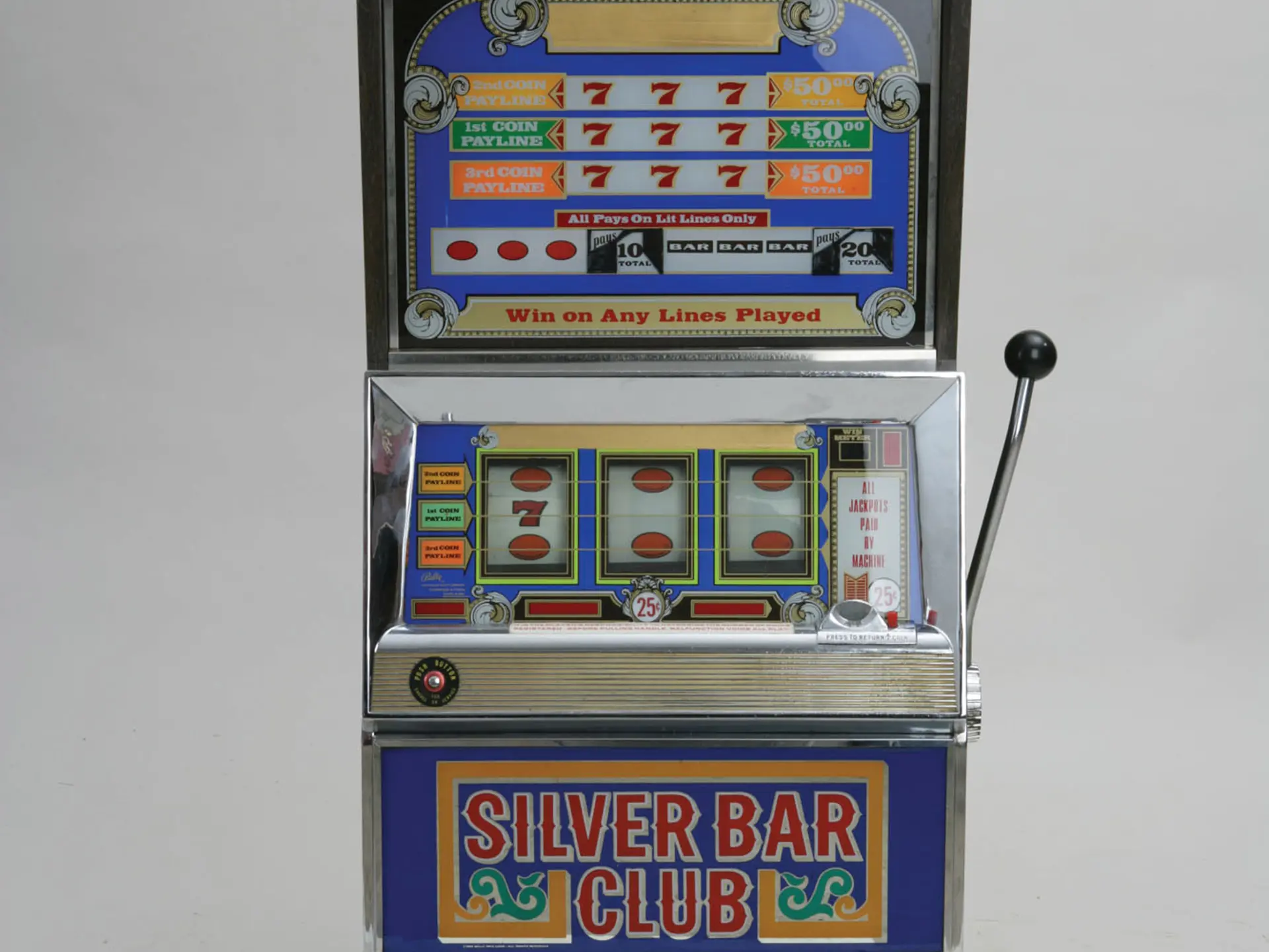 Bally Silver Bar Club Slot Machine with Base | Classic Car Auction of ...