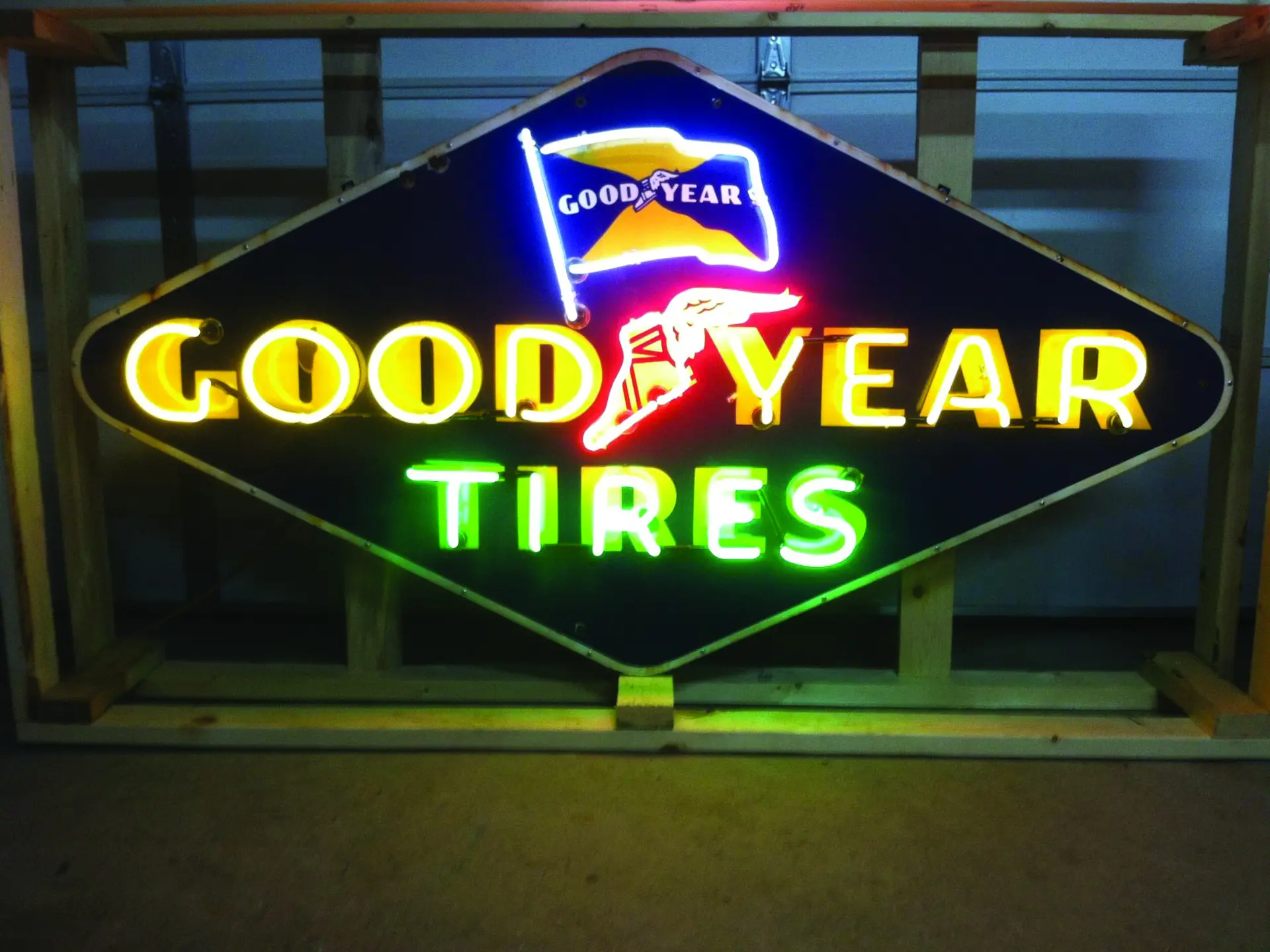 A Goodyear tires, porcelain neon sign, original sign, 36in x 60in ...