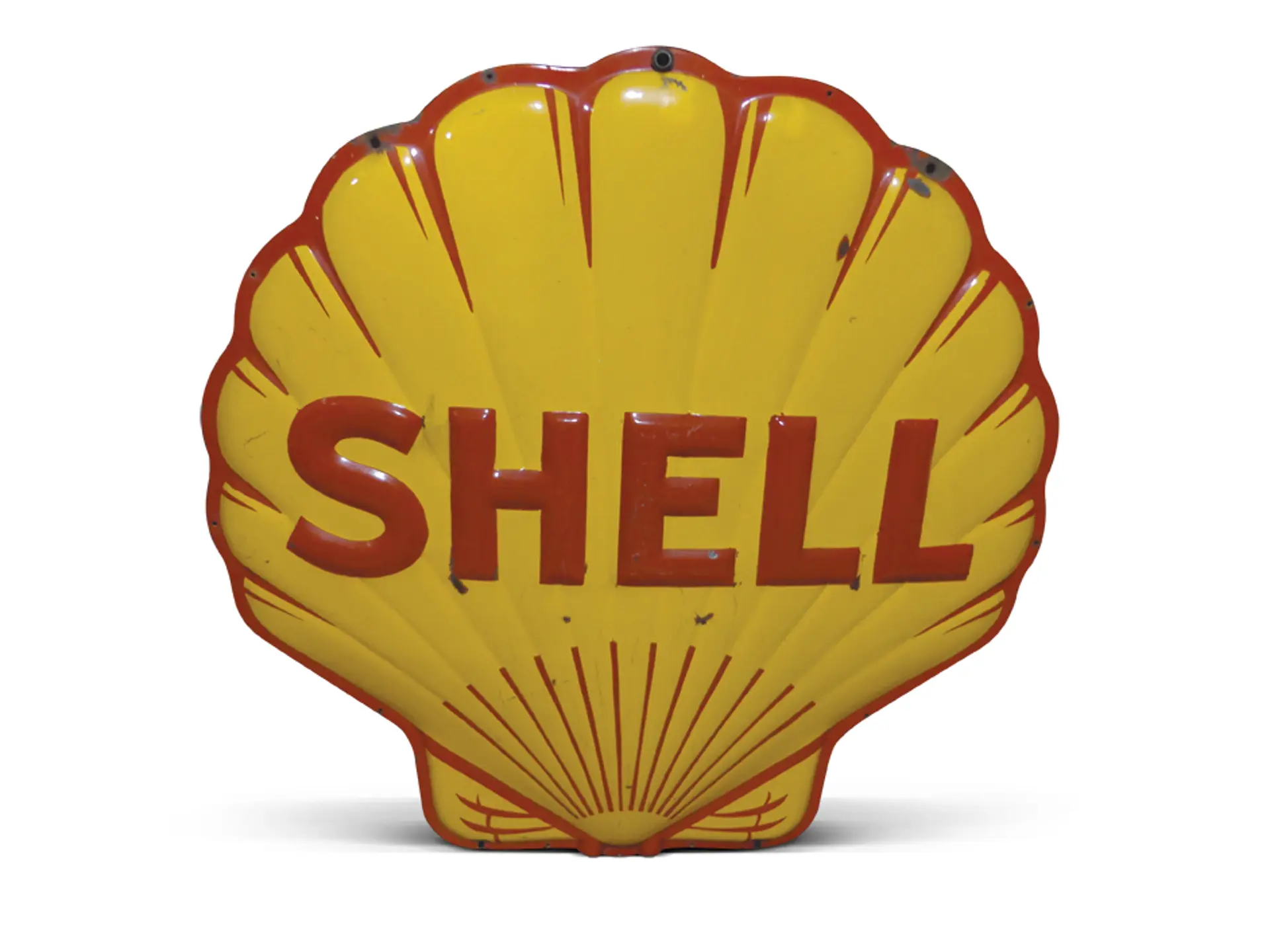Shell Oil Co. 48" Die-Cut Embossed Porcelain Sign | Auburn Memorabilia ...