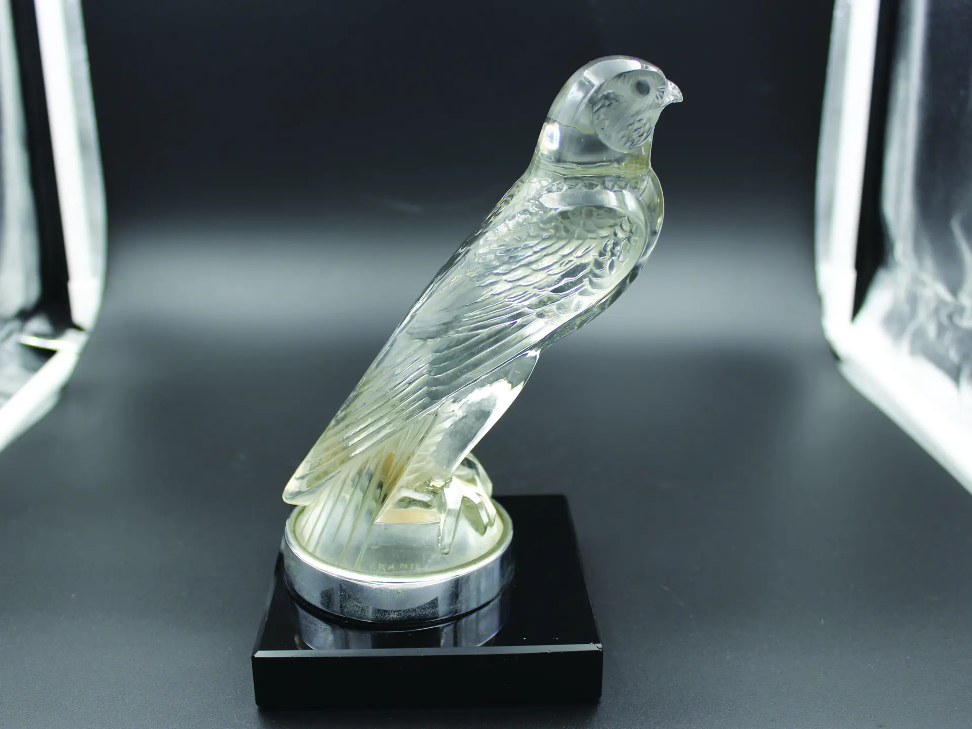 A Rene Lalique ‘Falcon’ glass mascot, approximate height 8ins. | Santa ...