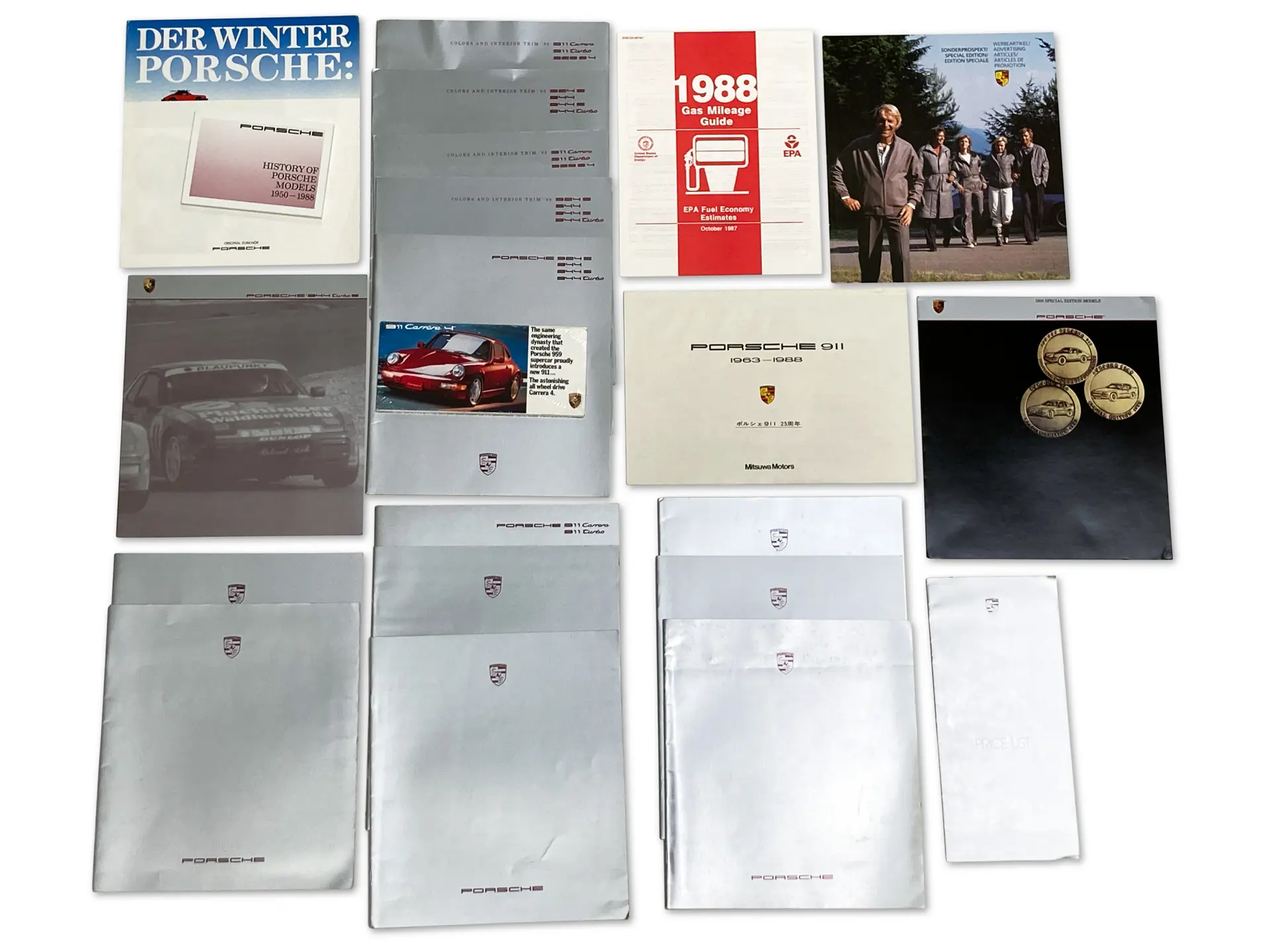1988 Porsche Literature for 911, 924, and 944 including Carrera, Turbo ...