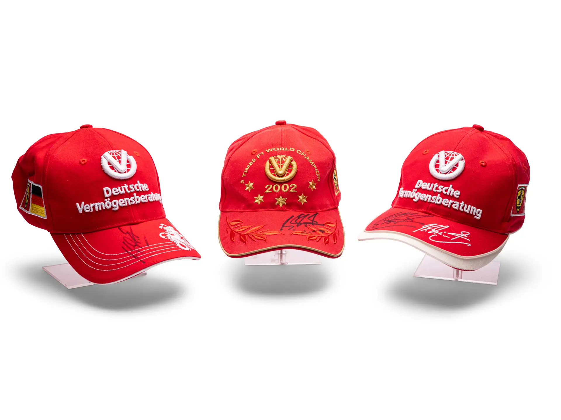 Three Michael Schumacher Formula 1 Signed Caps | The Schumacher and F1 ...