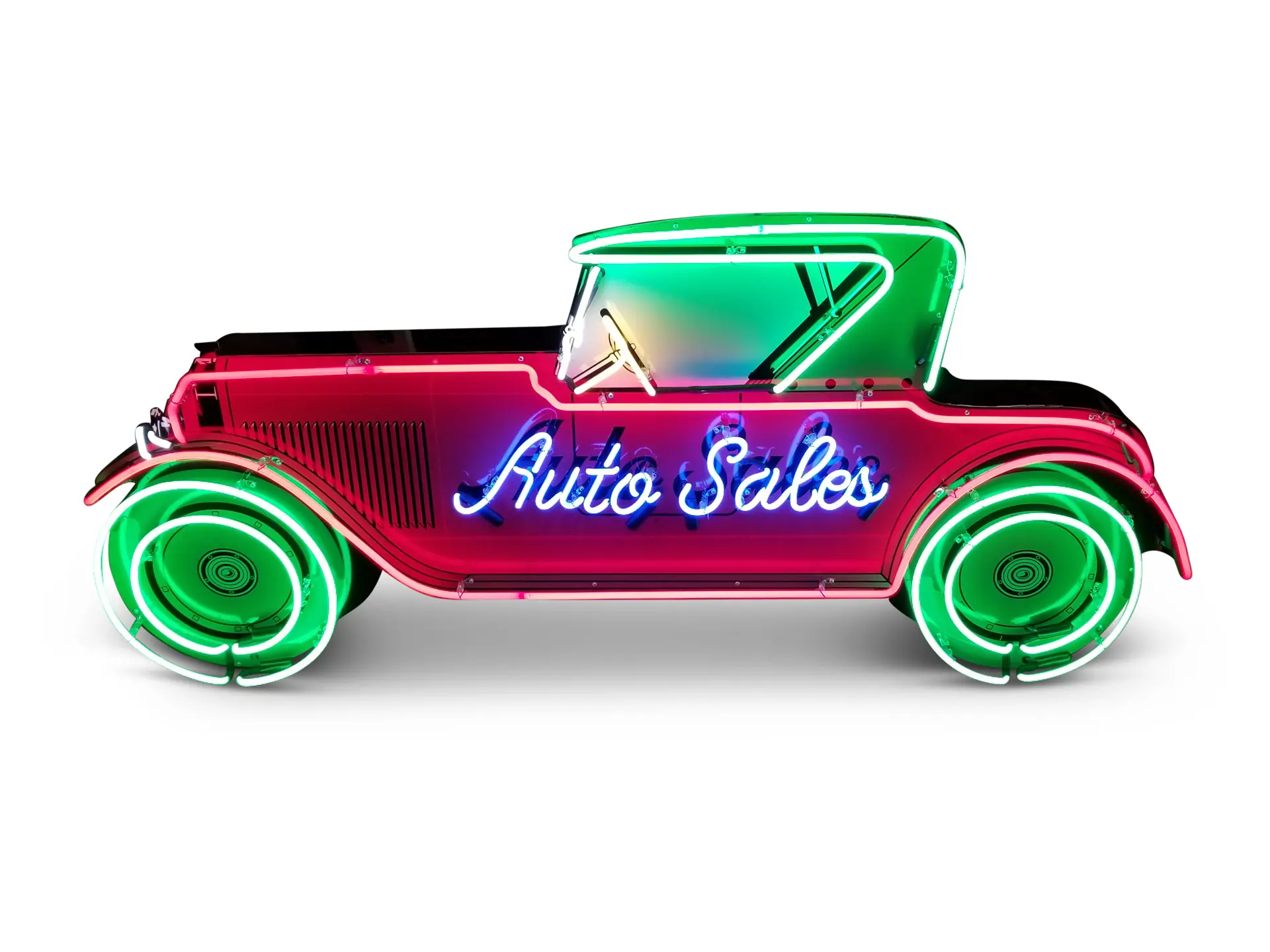 "Auto Sales" Custom-Made Neon Tin Sign | Driving into Summer | RM Sotheby's