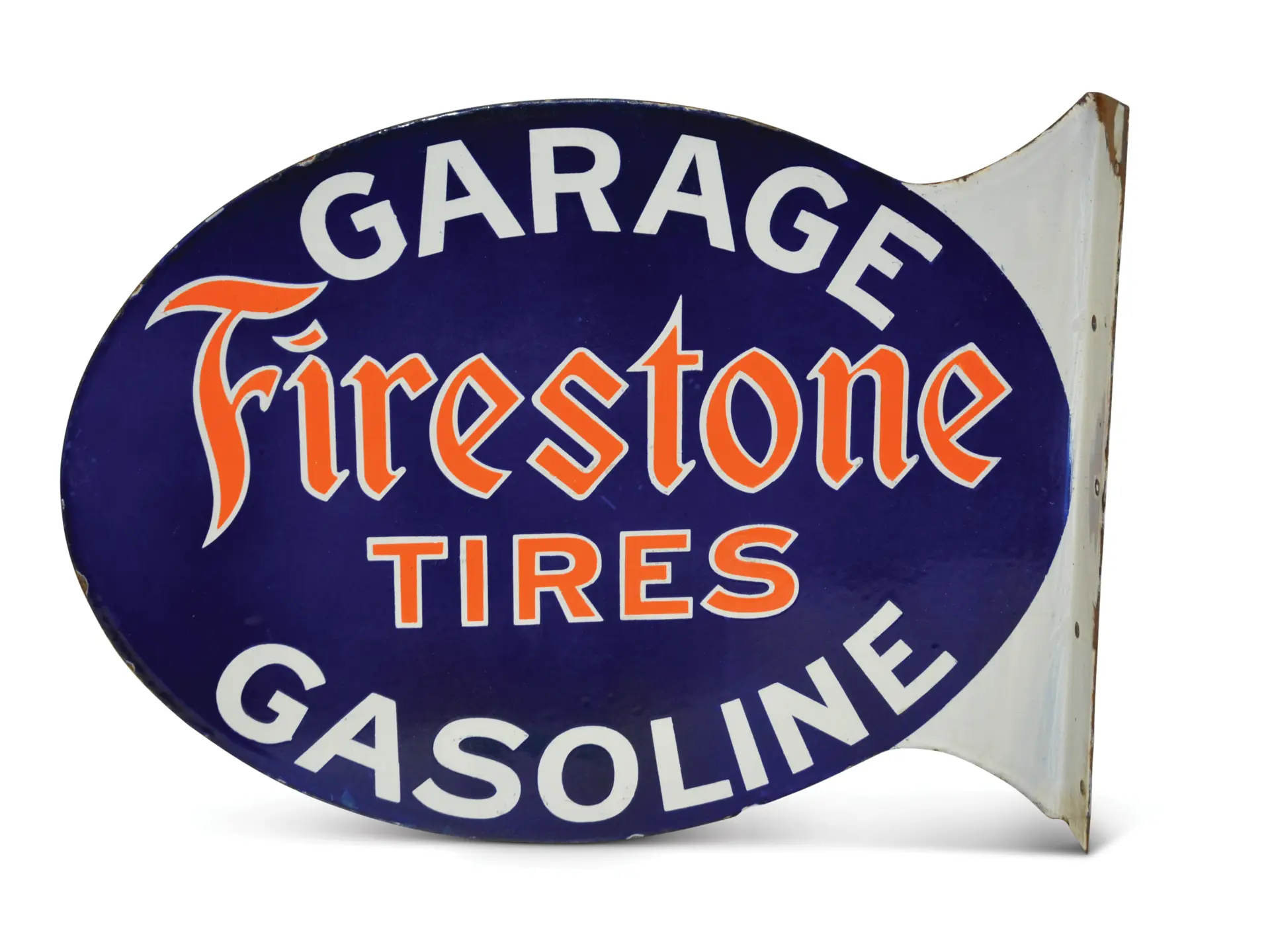 "Firestone Tires Garage Gasoline" Porcelain Flange Sign | Auburn Fall ...