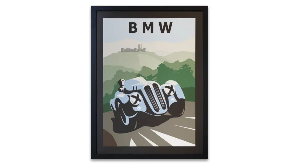 BMW and EMW Roundel Porcelain Signs with BMW Framed Poster | Gene ...