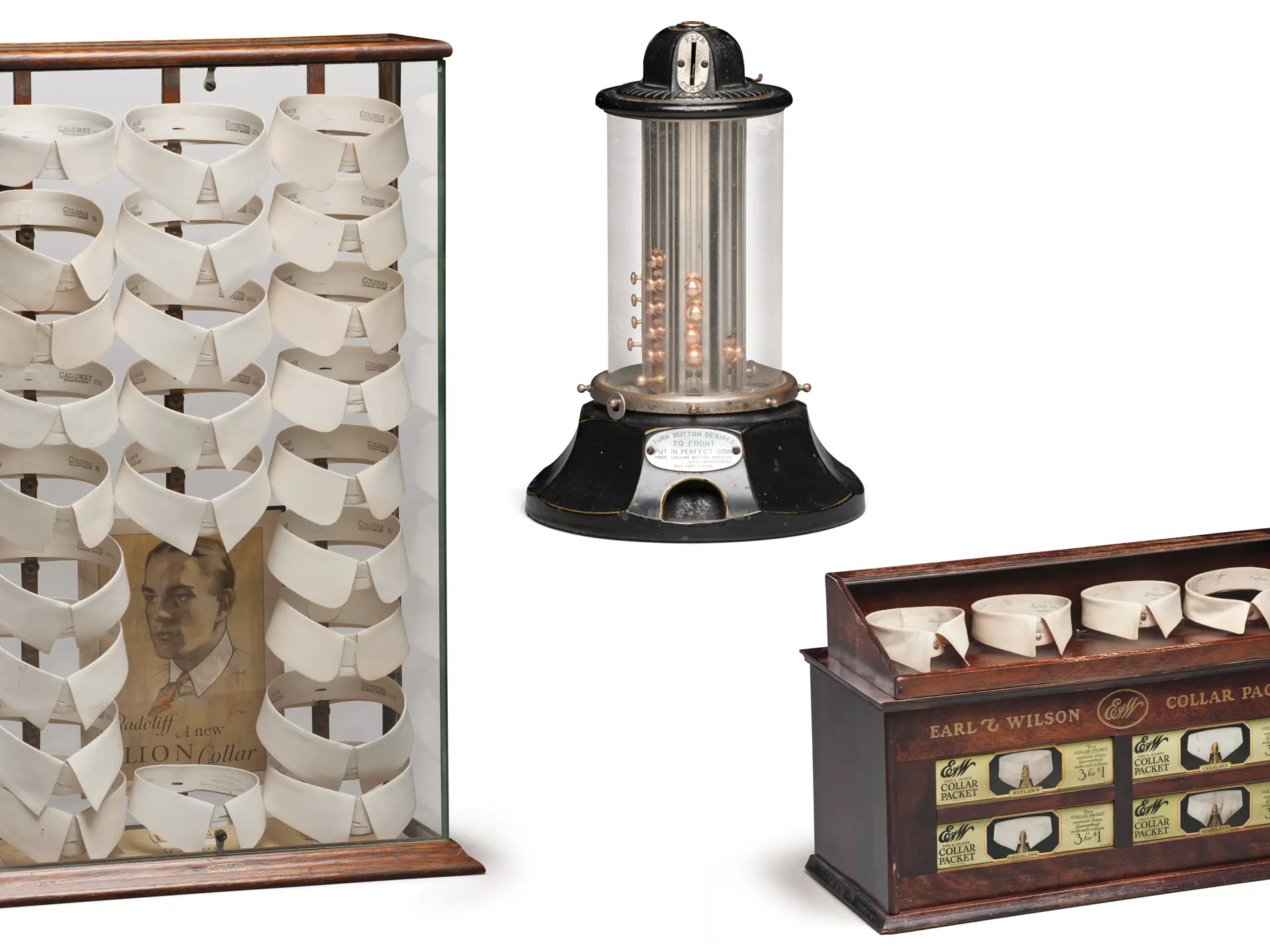 Two Gentlemen's Collar Displays and a Button Dispenser | The Milhous ...
