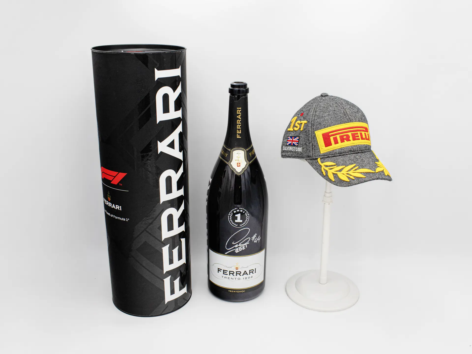 2021 Lewis Hamilton Signed Ferrari 1st Place Champagne Bottle and ...