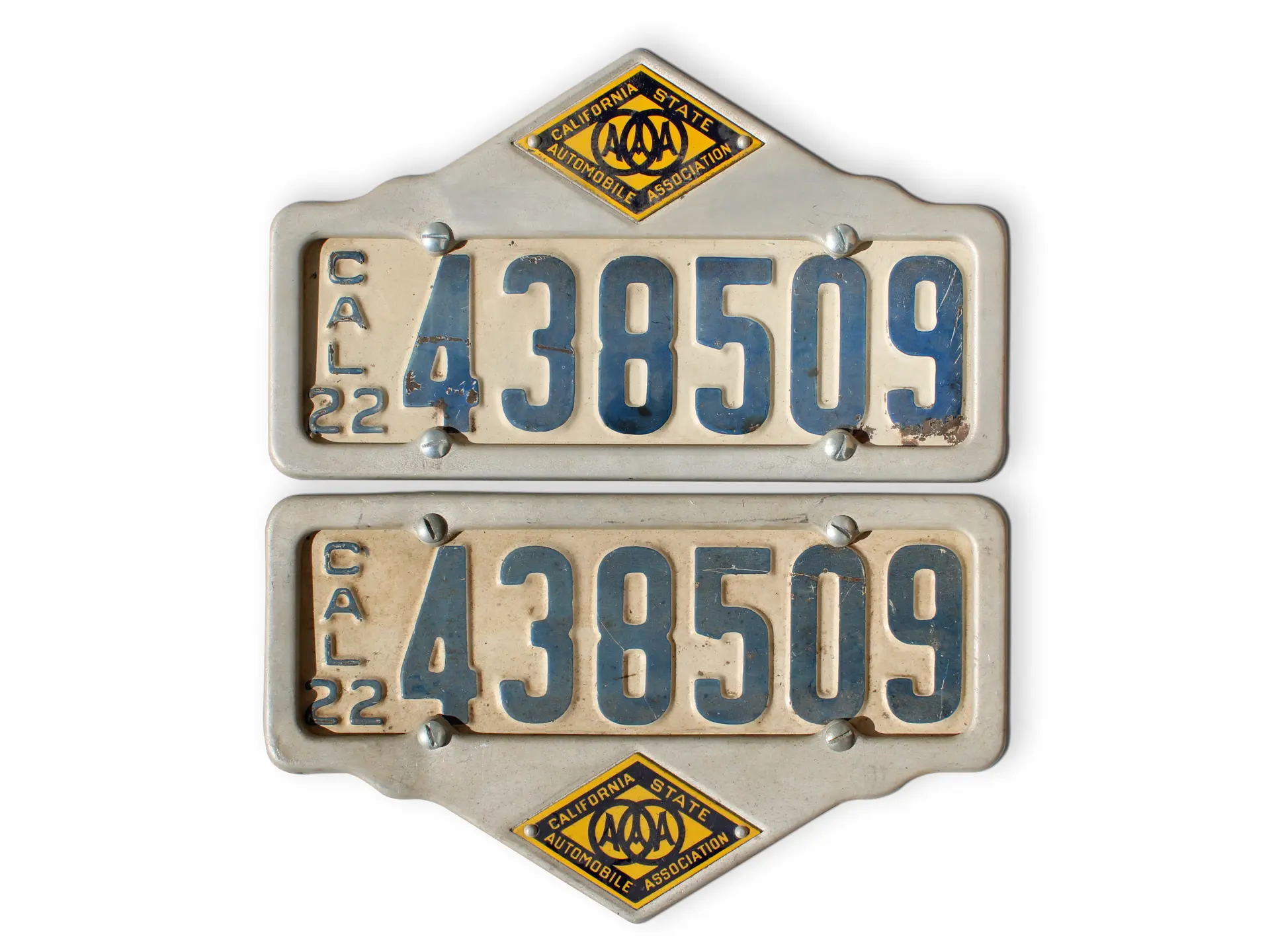 Matching Set of California 1922 plates with California State Auto ...