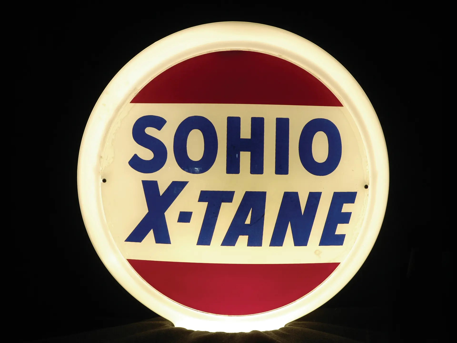 Sohio X-Tane gas globe with glass inserts and milk glass frame. Good ...
