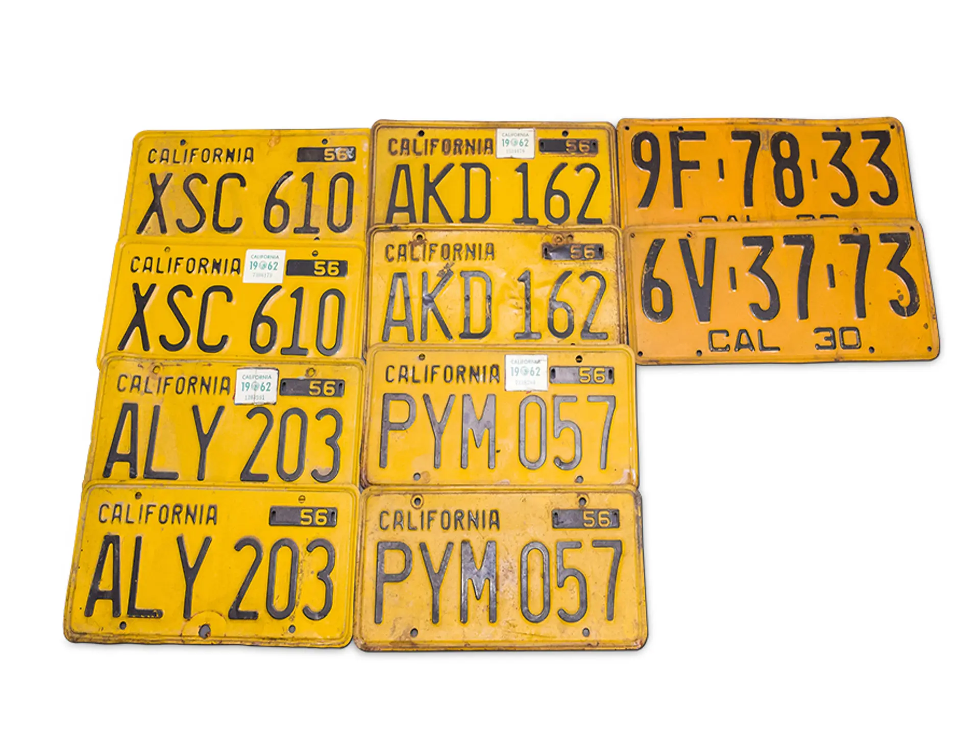 Pairs of 1956 California License Plates and Two 1930 Plates | THE ...