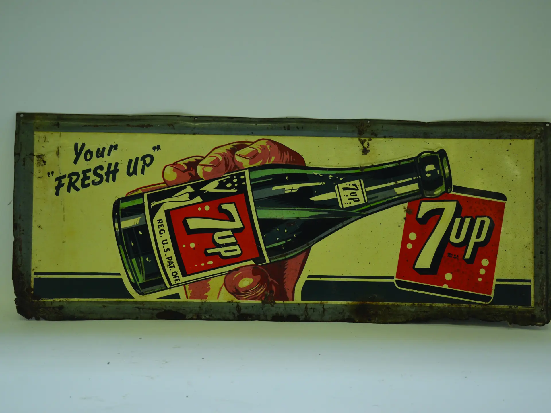 A single-sided, tin painted ‘7-Up’ sign, 40" x 15" | Auburn Fall 2016 ...