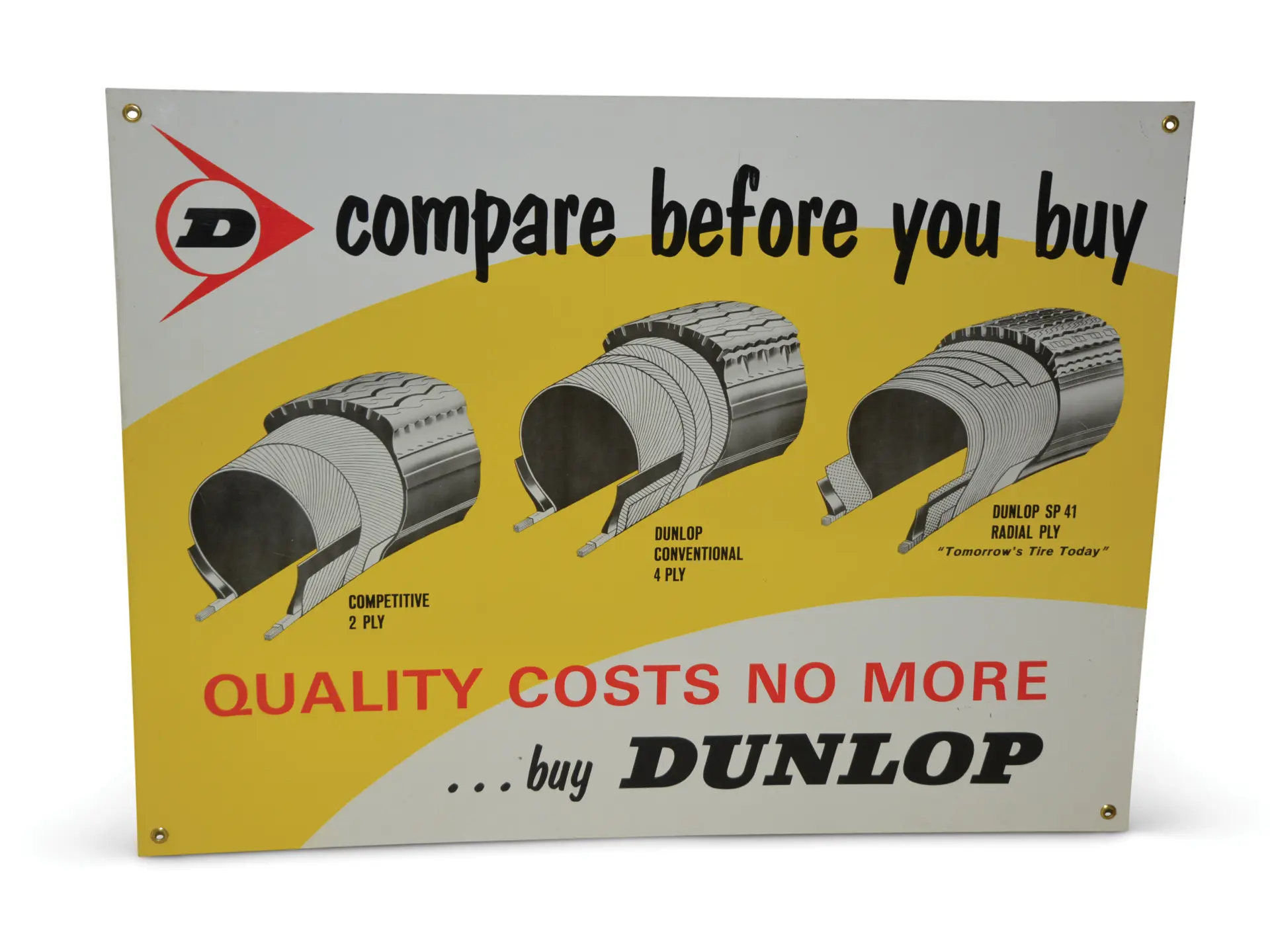Dunlop "Quality Costs No More" Metal Sign | Auburn Fall 2019 | RM Sotheby's