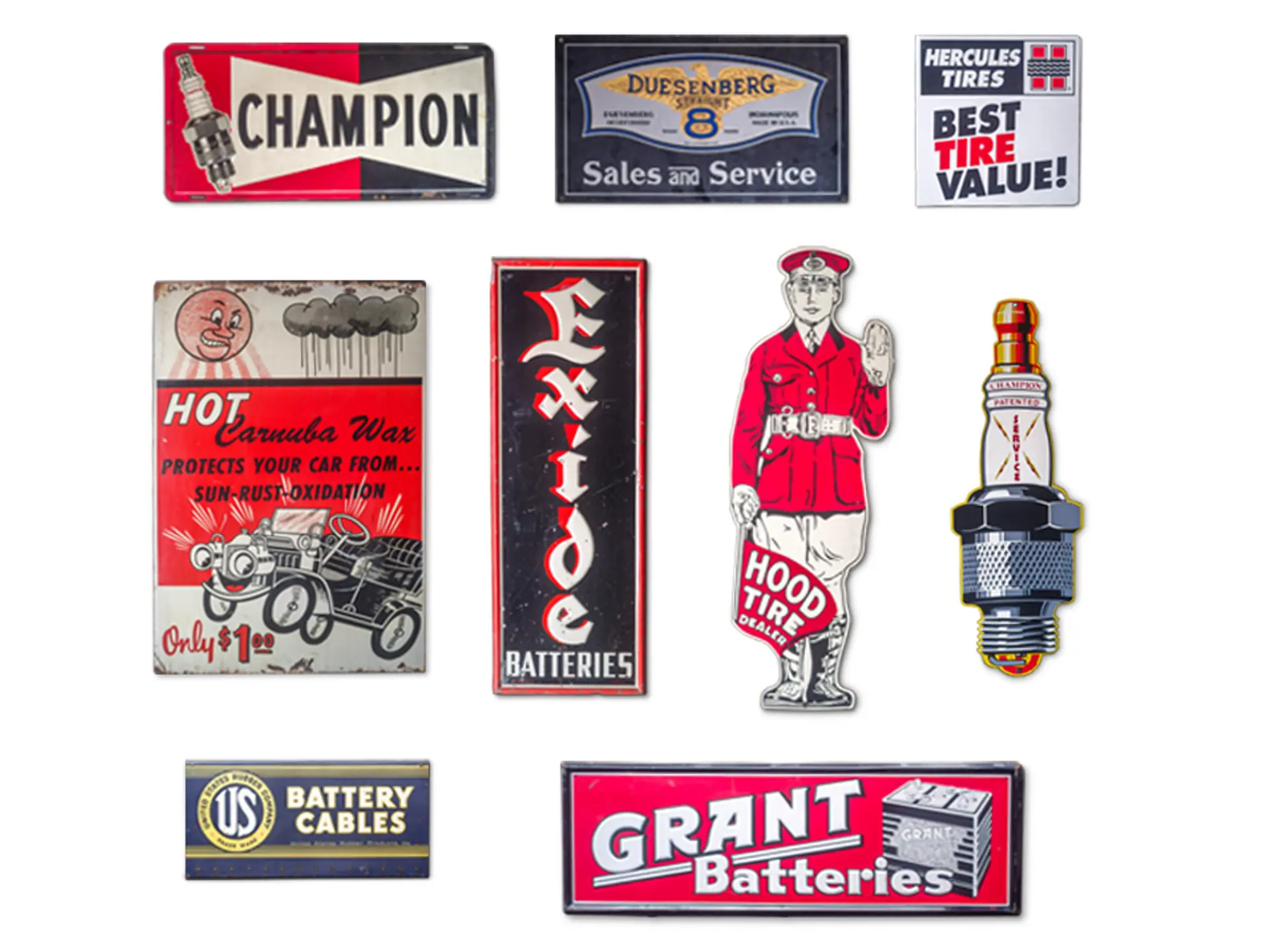 Assortment of Automotive Themed Tin Signs | THE MITOSINKA COLLECTION ...