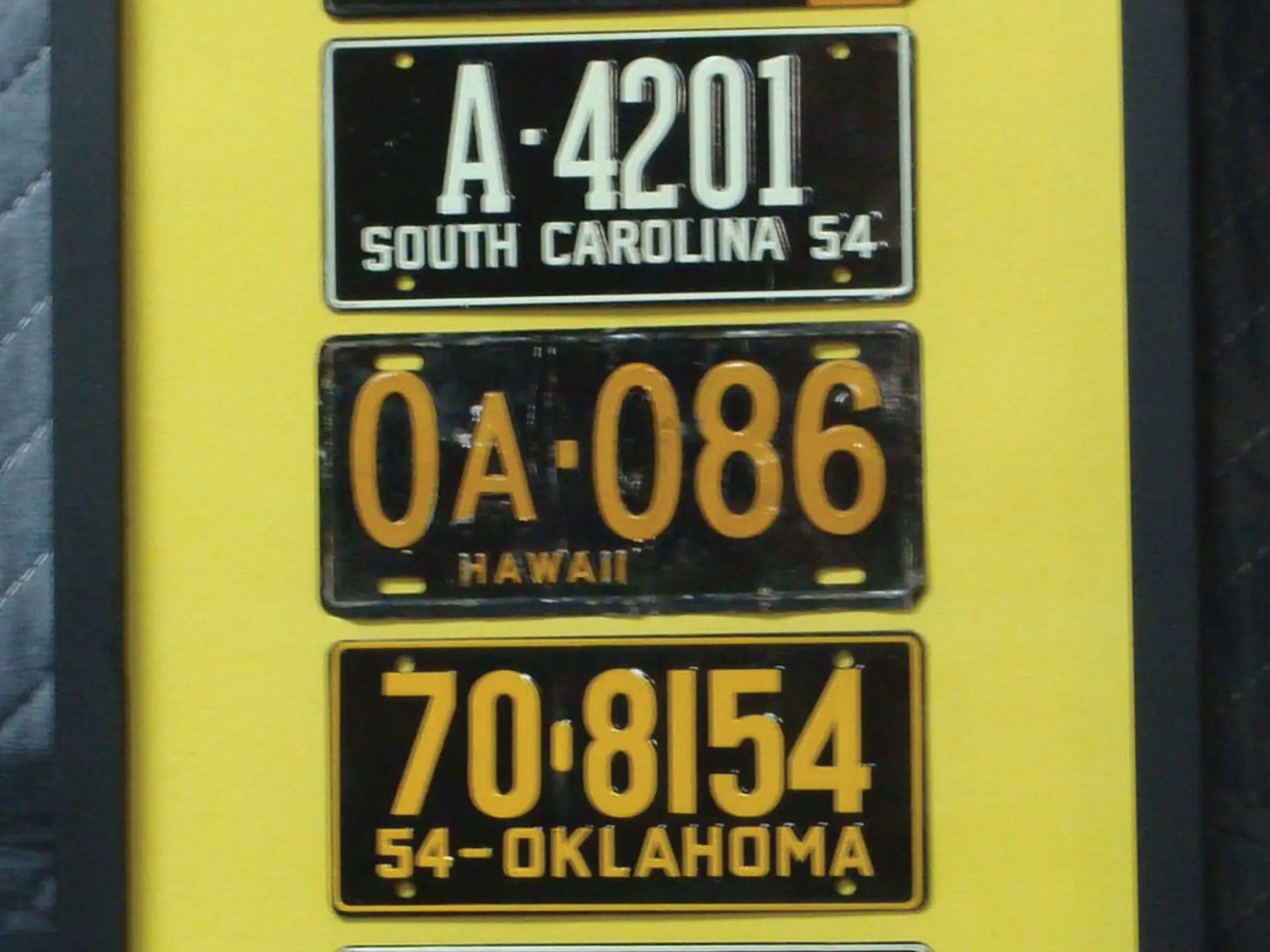 Framed Assortment of Miniature 1954 License Plates New York, South ...