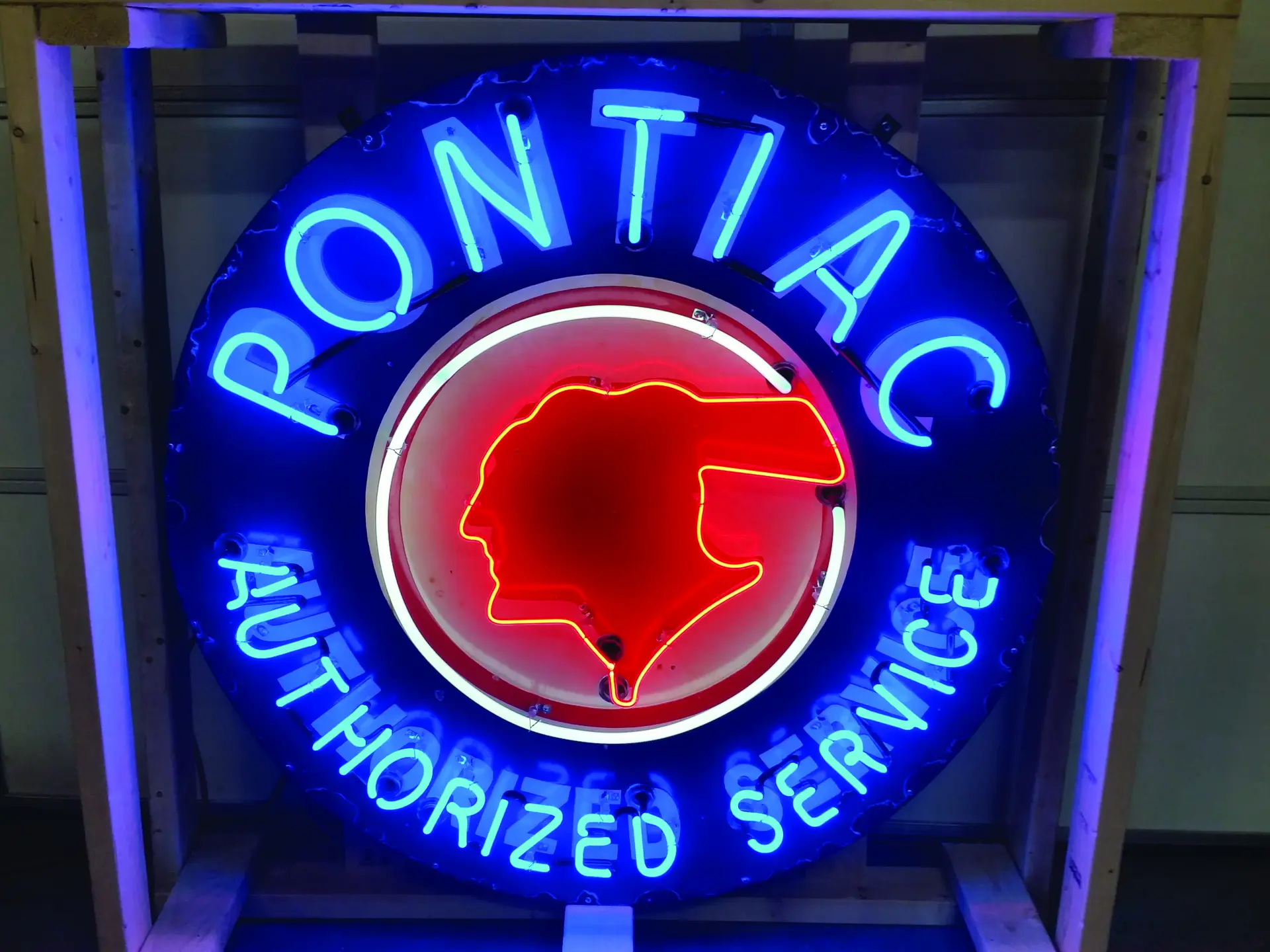 Pontiac porcelain neon sign, 1950s, original. 42x42in | Auburn Fall ...