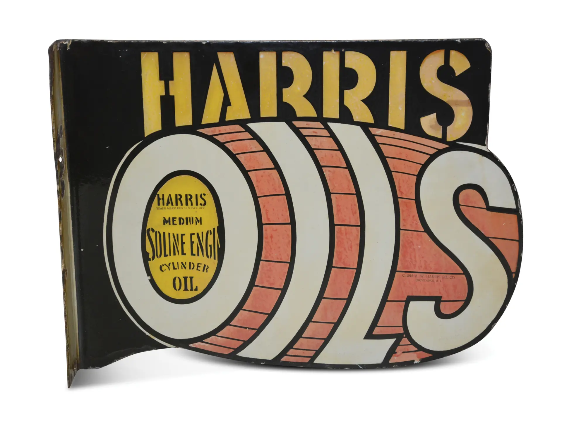 "Harris Medium Soline Engine Cylinder Oil" Porcelain Flange Sign ...