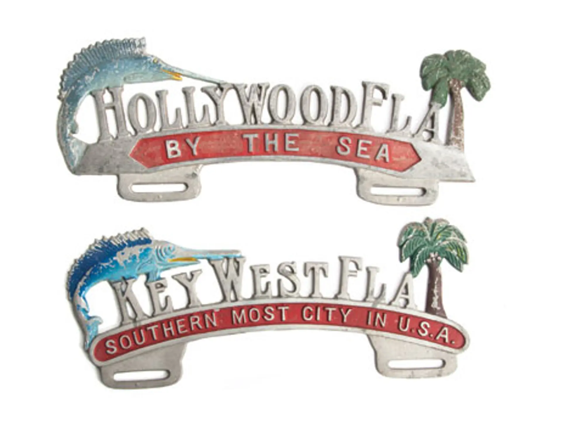 Original Hollywood Florida and Key West License Plate Toppers | Auburn ...