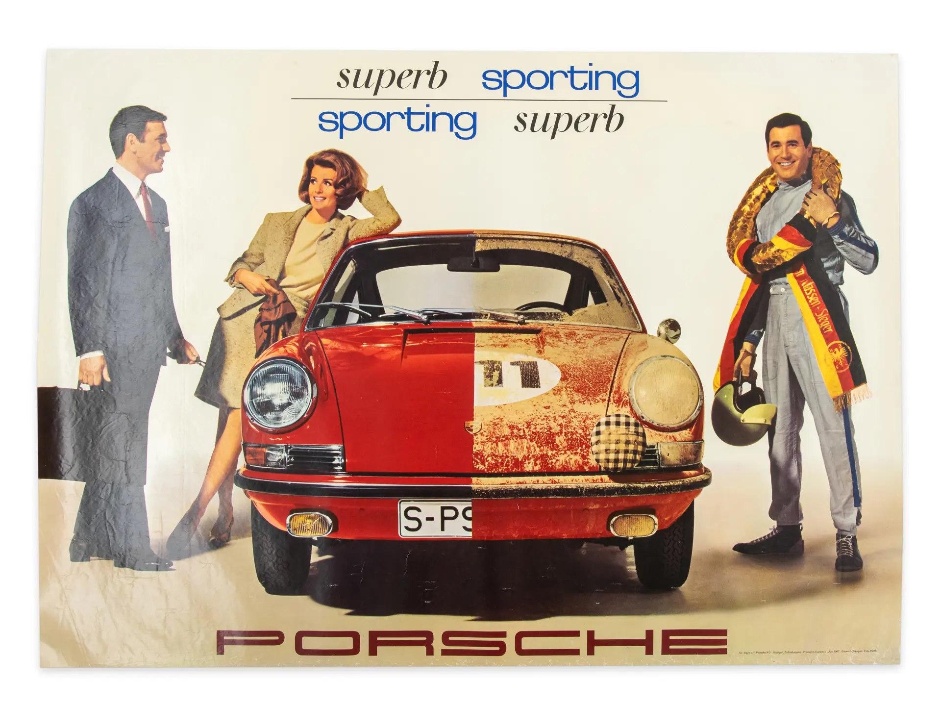 "Superb Sporting, Sporting Superb" Porsche 911 Advertising Poster, 1967 ...