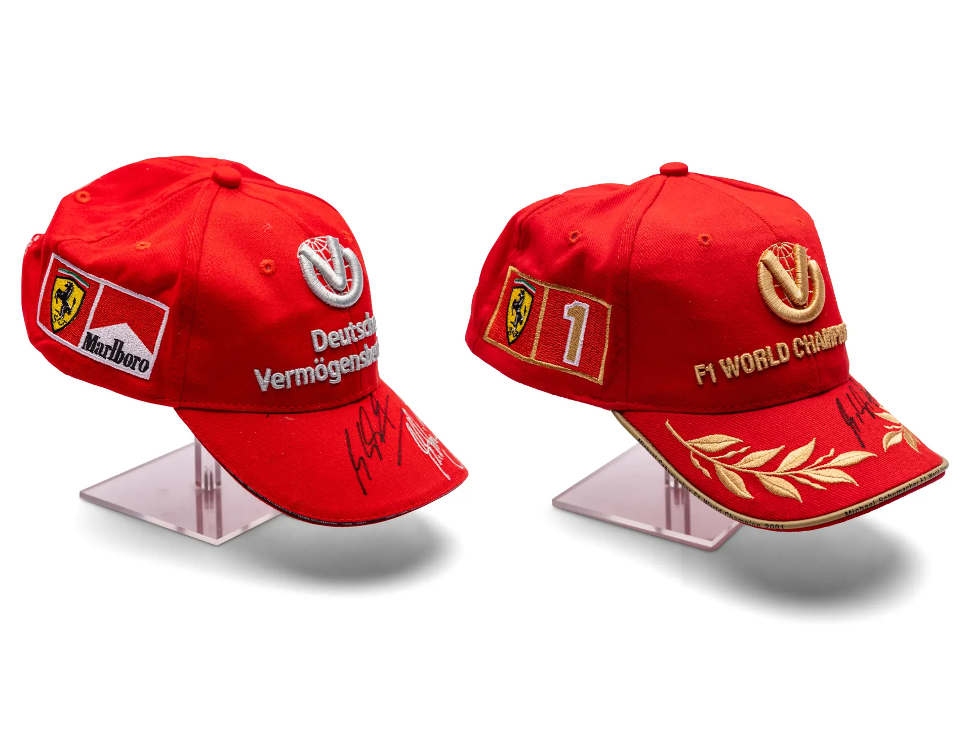 Two Michael Schumacher Formula 1 World Champion Signed Caps | The ...