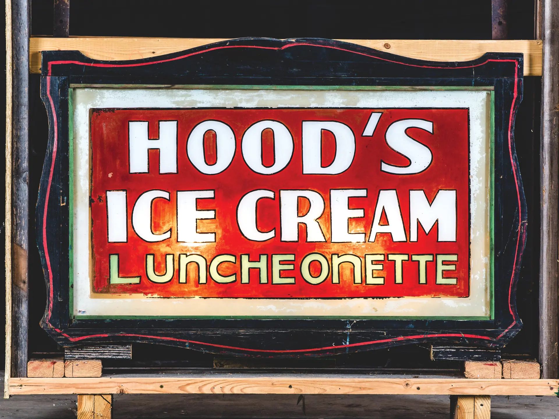 Hood's Ice Cream Luncheonette Double-Sided Repainted Lighted Sign ...