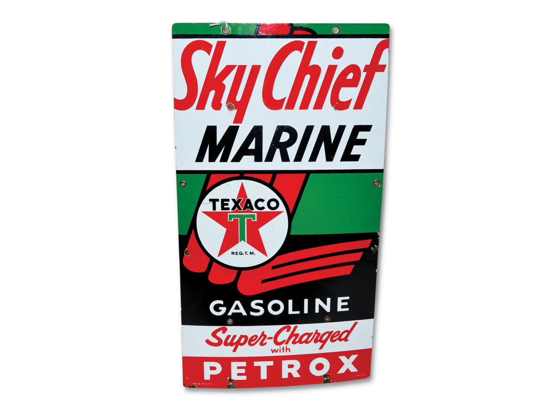 Texaco Sky Chief Marine Gasoline with Super-Charged Petrox Sign ...
