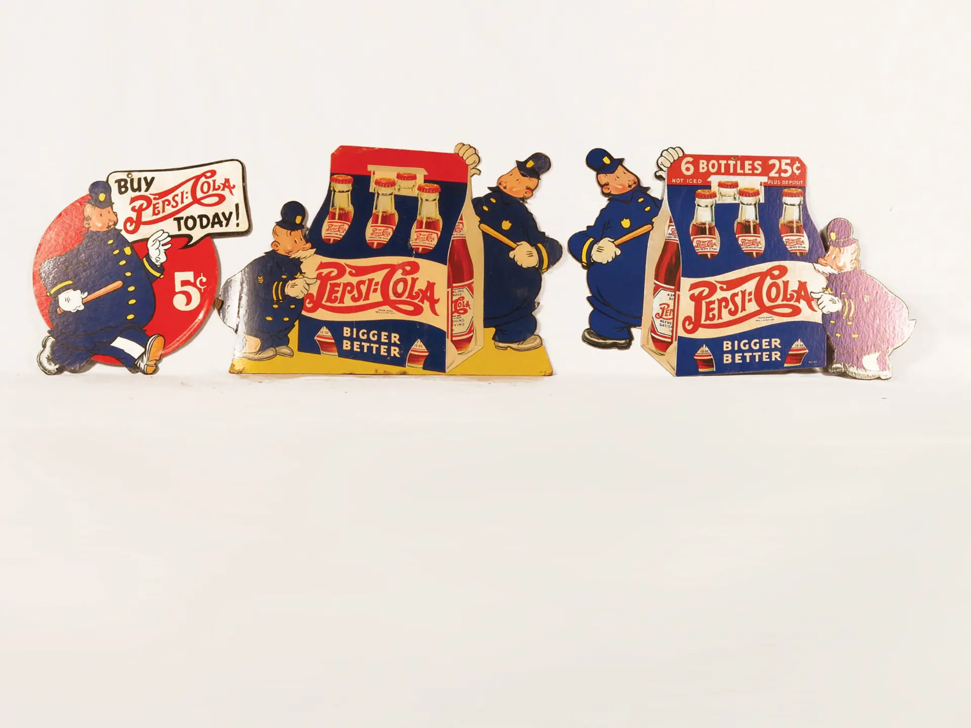 Three Pepsi-Cola Police Die-Cut Cardboards Signs | Auburn Memorabilia ...