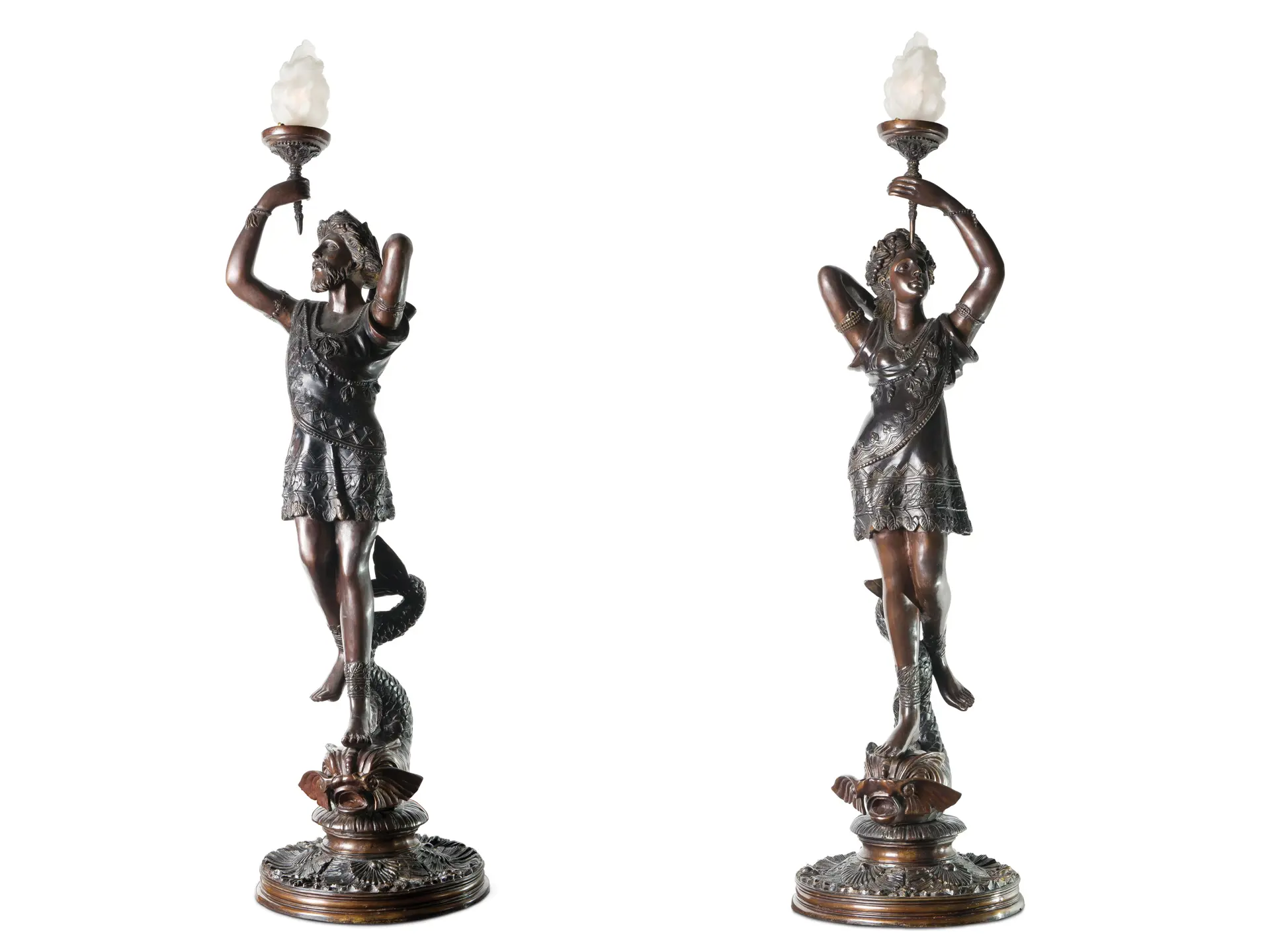 Pair of Bronze Venetian Man and Woman After Clement Leopold Steiner ...