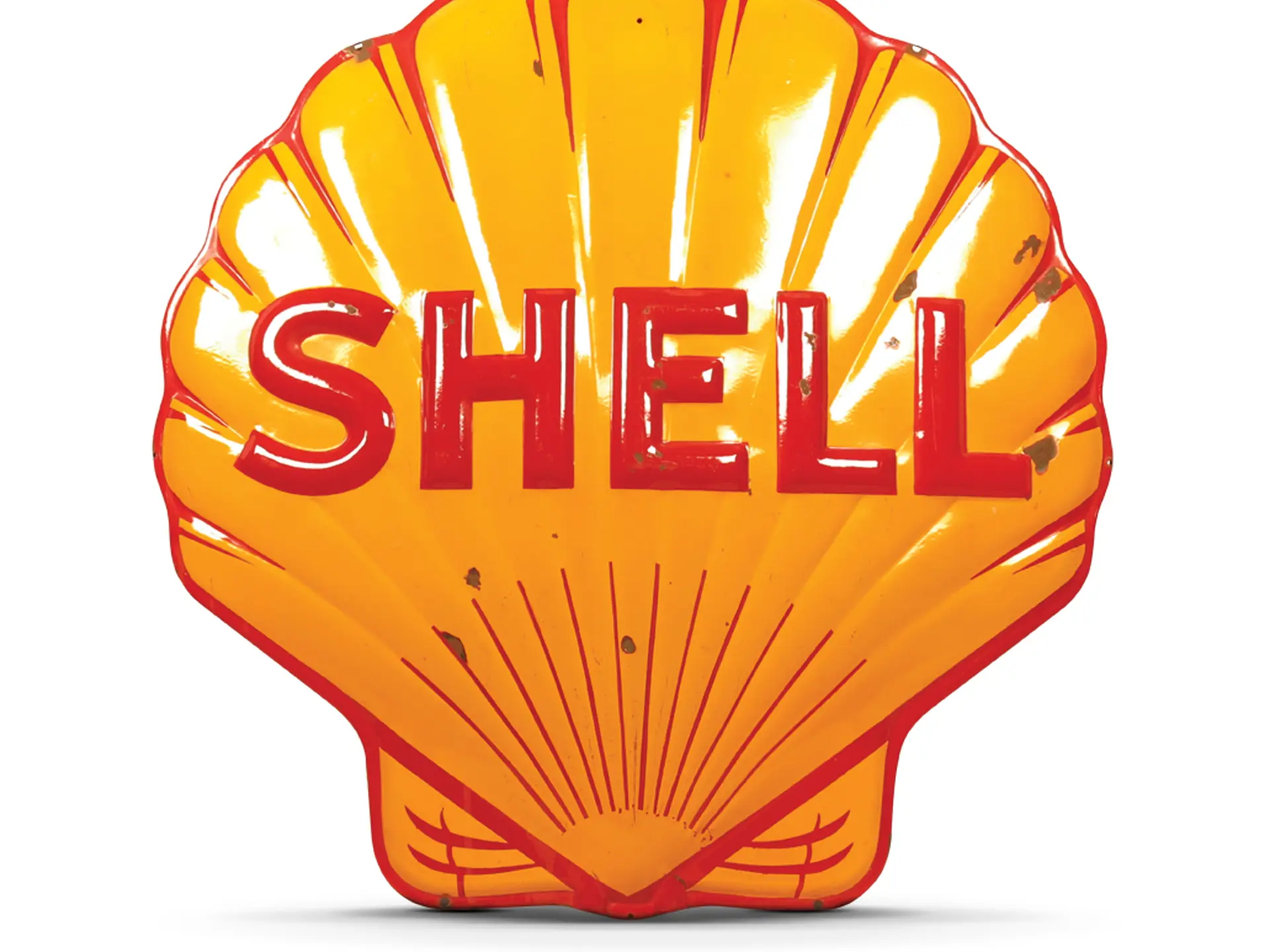 Shell Oil Company Die-Cut Embossed Porcelain Sign | Auburn Memorabilia ...