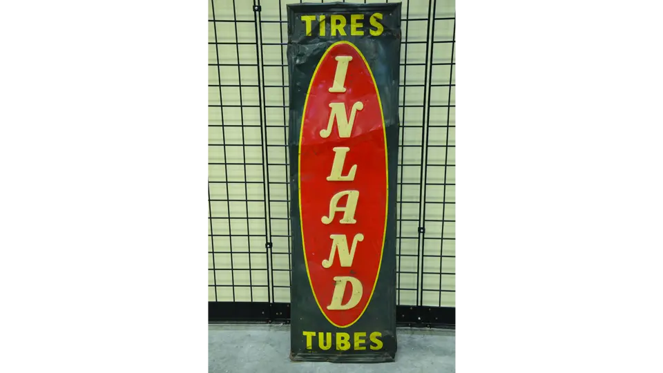 Inland tire and tubes, tin painted advertising sign. | Auburn Fall 2016 ...