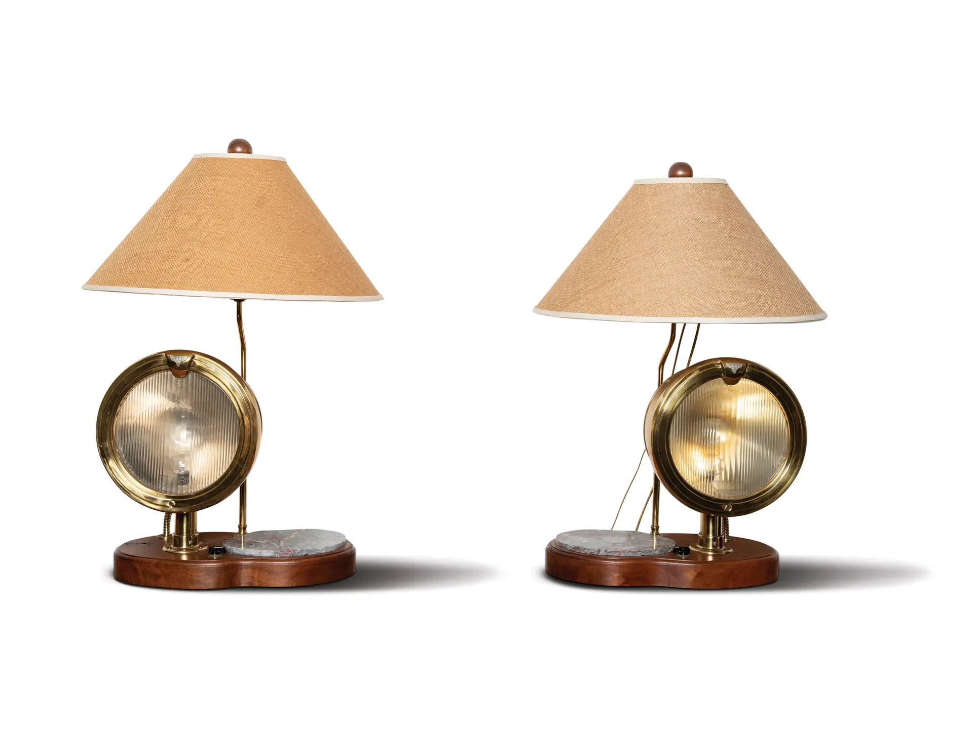 Pair of Stutz Brass Headlight Desk Lamps | The Guyton Collection | RM ...