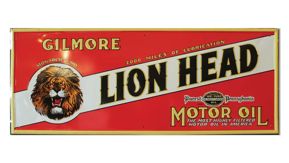 Gilmore Lion Head Embossed Tin Sign | Auburn Spring 2018 | RM Sotheby's