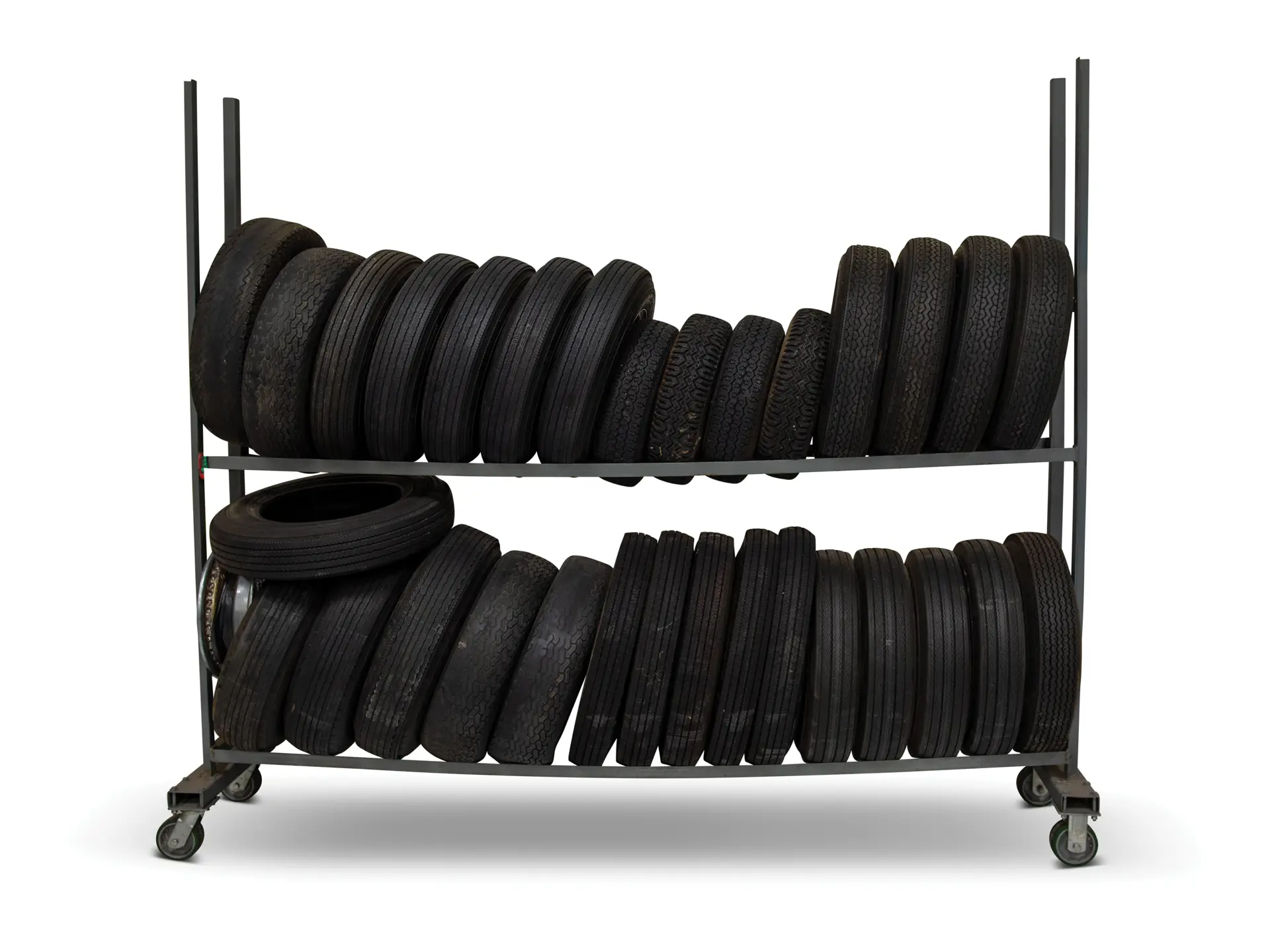 Rolling Tire Rack with Assorted Tires | The Elkhart Collection | RM ...