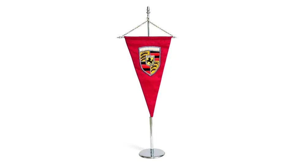Porsche Crest Pennant with Stand | The White Collection | RM Sotheby's
