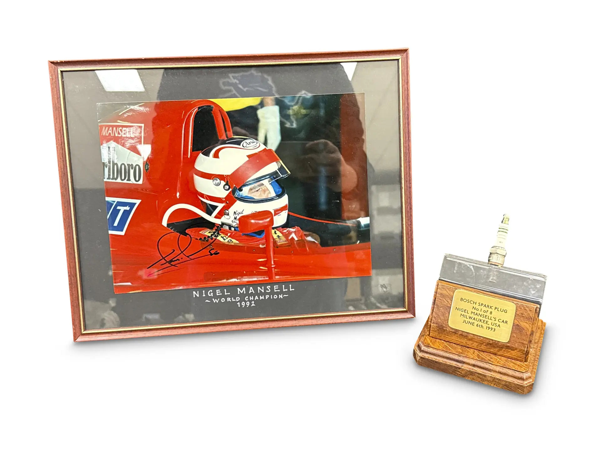 Nigel Mansell Signed Photograph and Used Bosch Spark Plug | Unwrapped ...