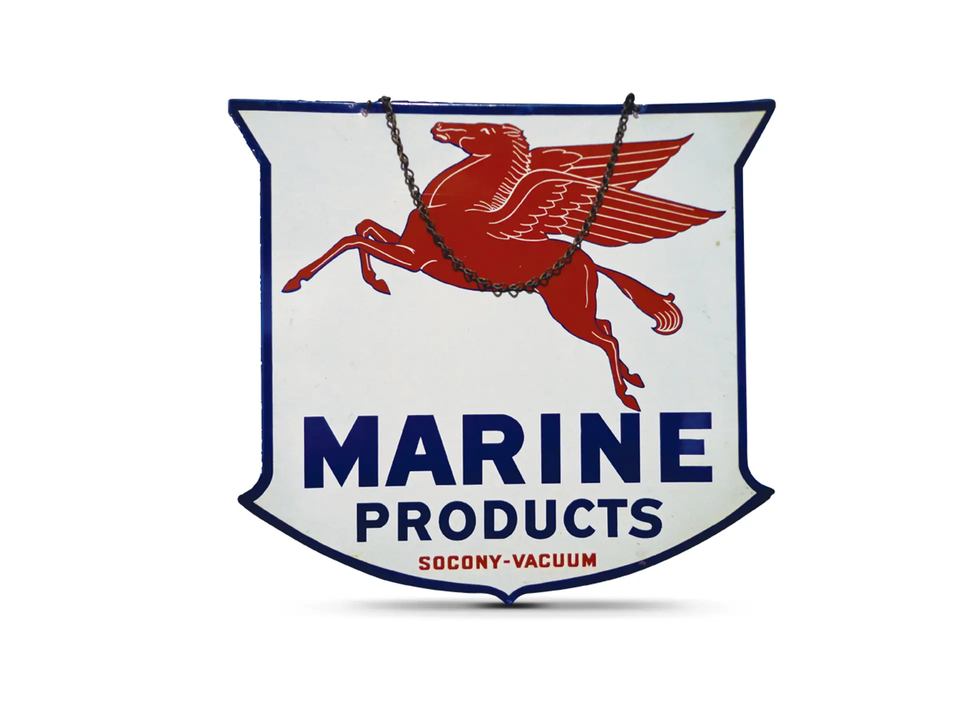 Mobil Marine Products Tin Shield-Shaped Sign | Auburn Memorabilia ...
