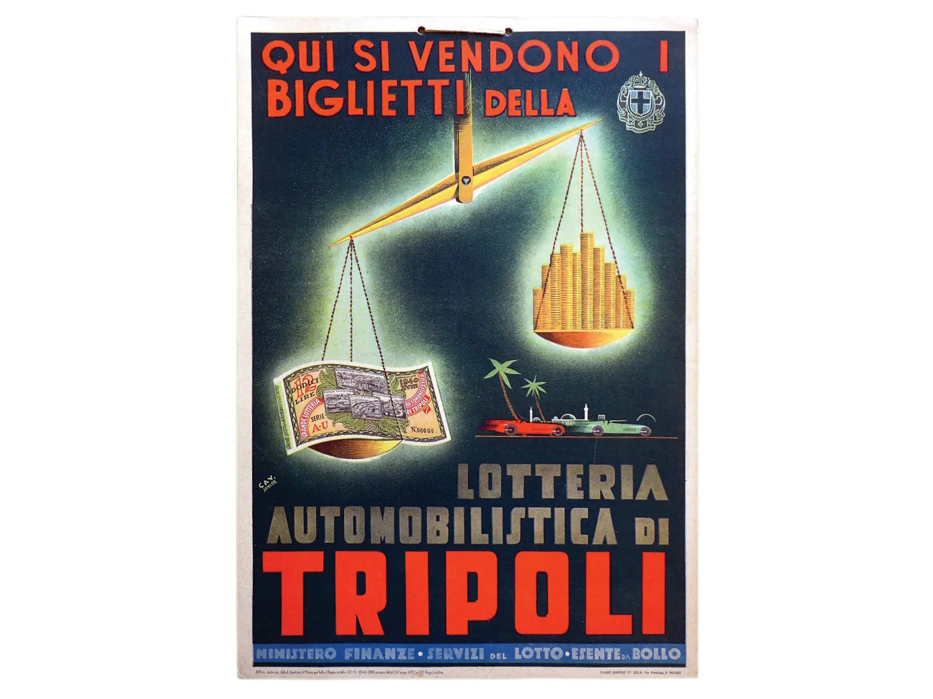 Lotteria Automobilistica di Tripoli, 1940 | Original Racing Posters ...