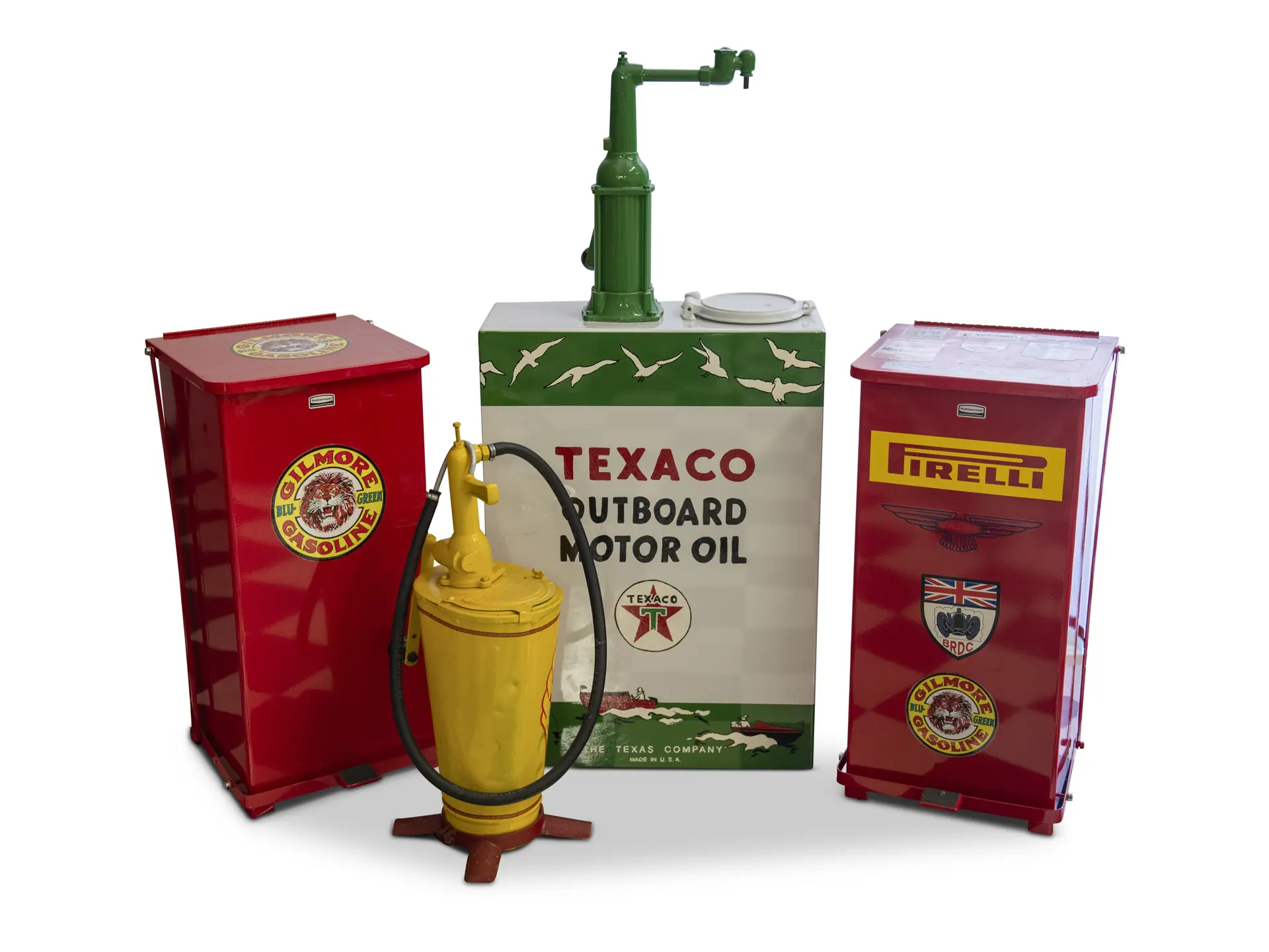 Texico and Shell Oil Dispensers with Automotive Themed Gargbage Cans ...