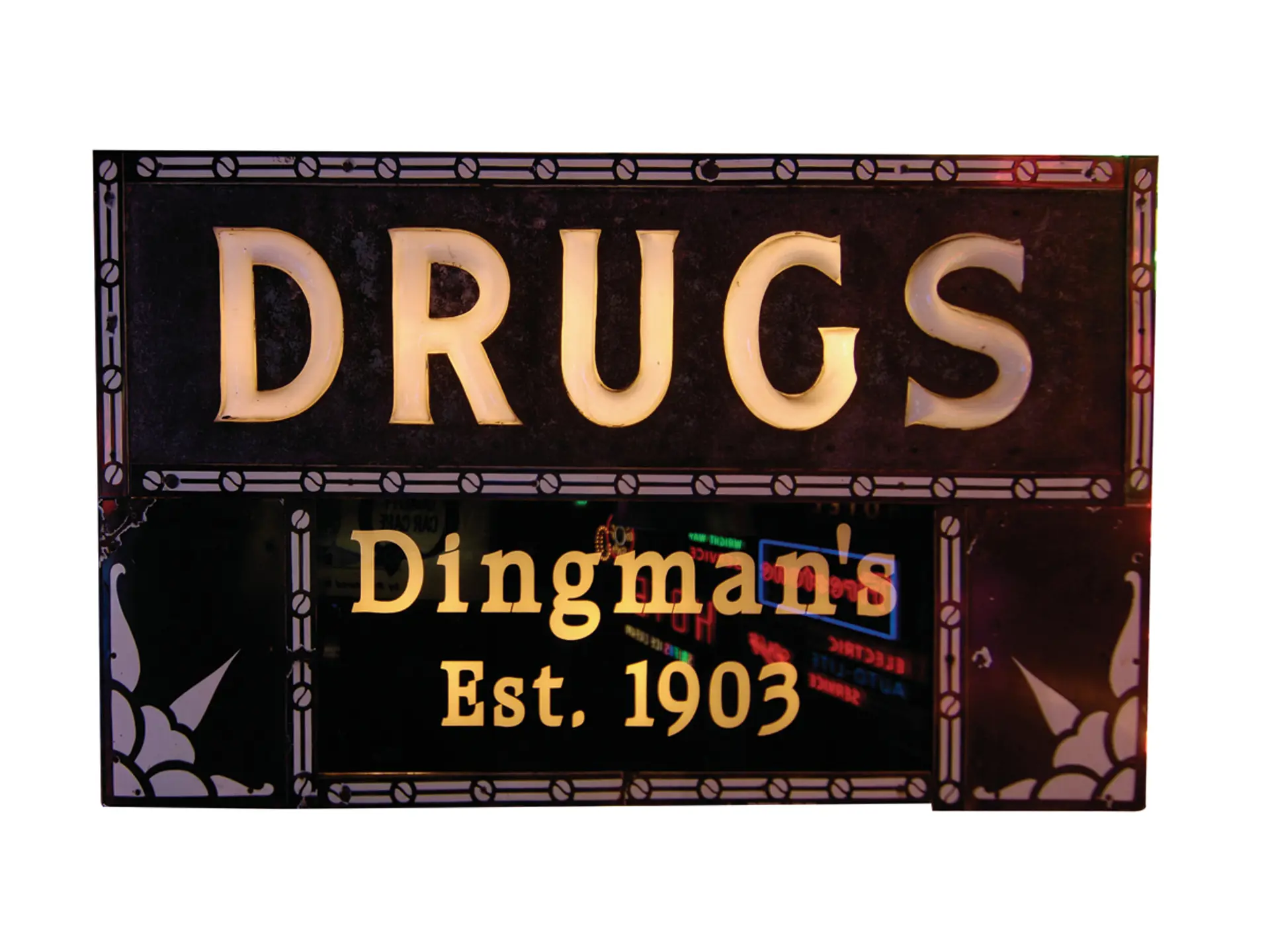 Dingman's Drugs Illuminated Sign | The Dingman Ford Collection | RM ...