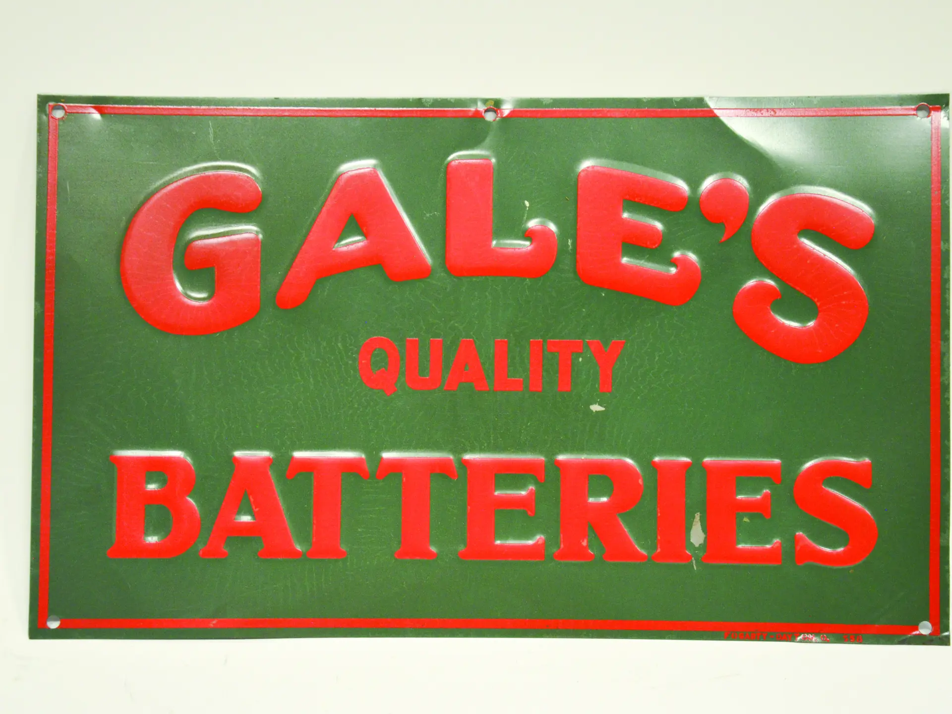 ‘Gale’s Quality Batteries’ tin sign | Auburn Fall 2016 | RM Sotheby's
