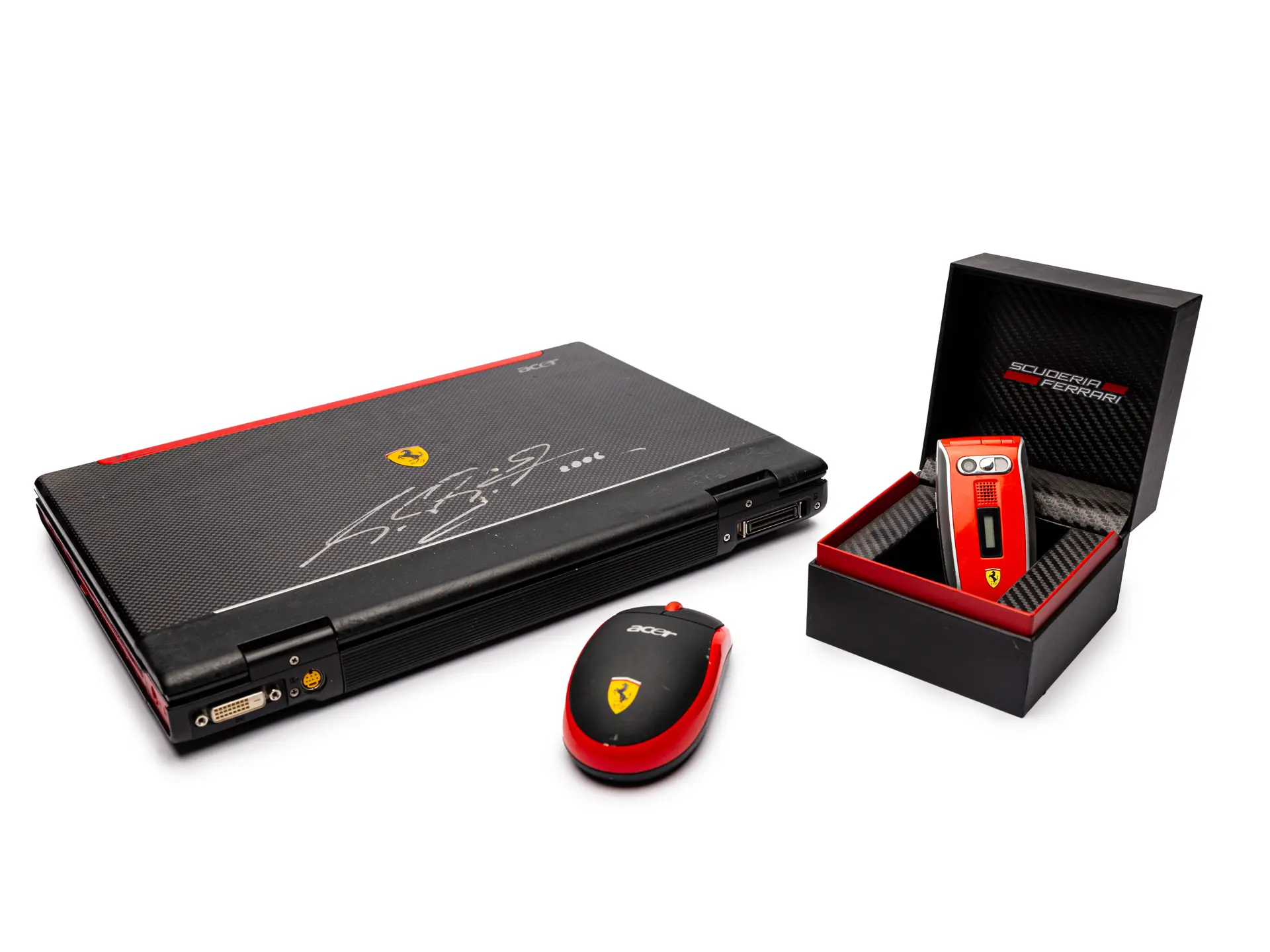 Scuderia Ferrari Acer Signed Laptop with Mouse and Sharp Flip Phone ...
