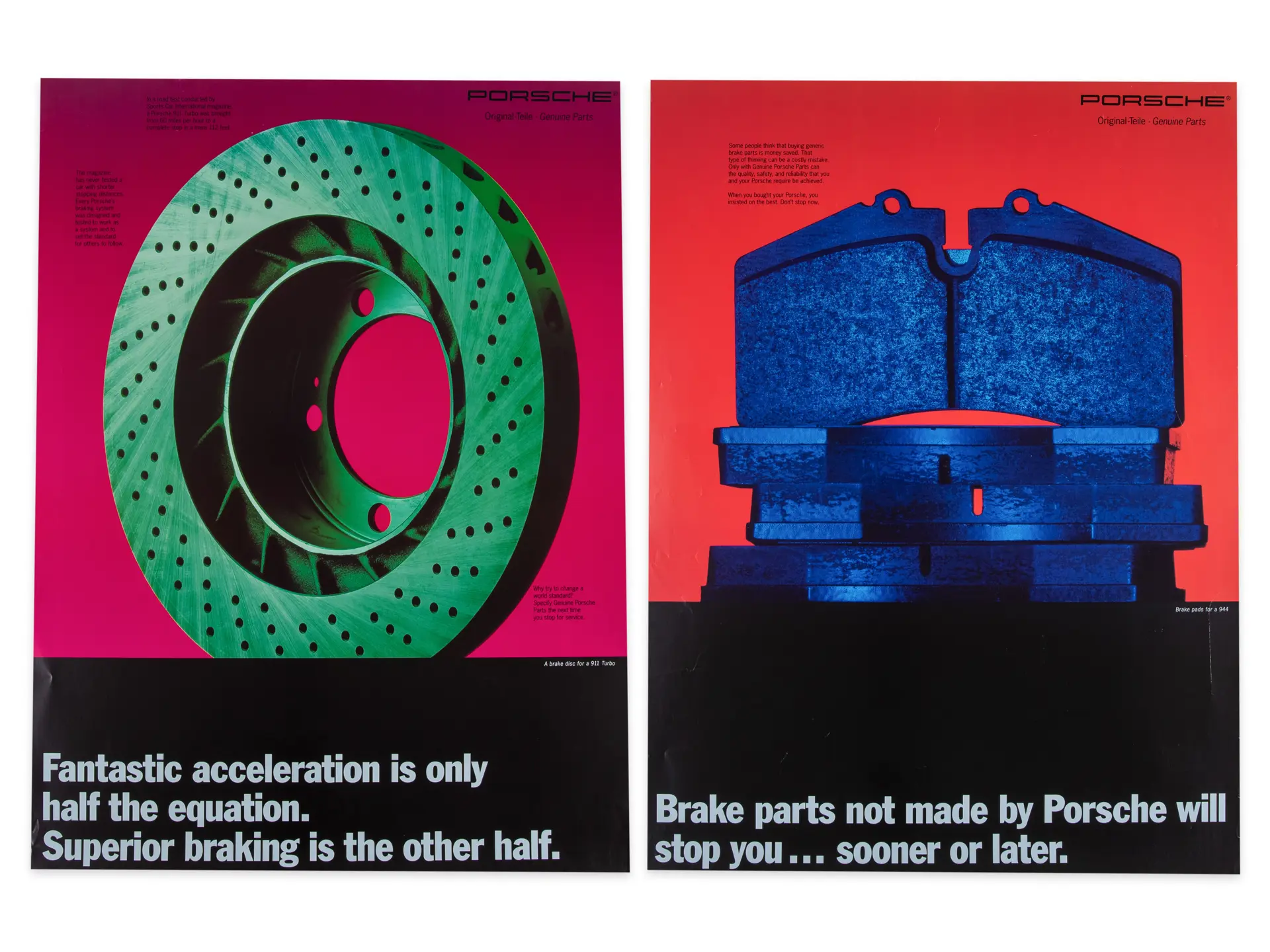 Two Porsche Genuine Parts Brake Advertising Posters | The White ...