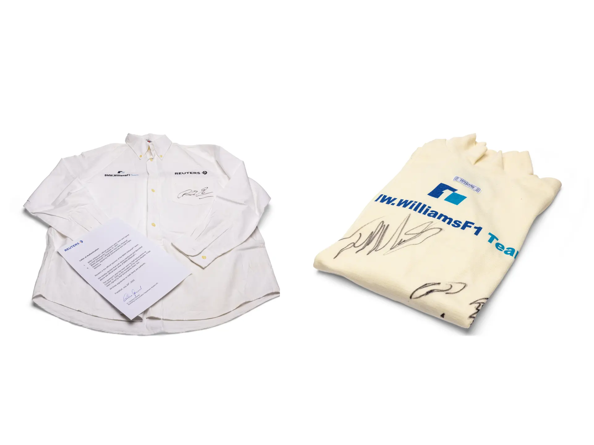 BMW Williams Formula 1 Nomex Undershirt and team shirt signed by Ralf ...